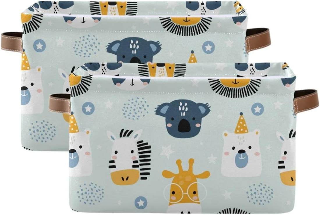 GZHJMY Animals Pattern Rectangular Storage Bins, 2 PCS Collapsible Toy ...
