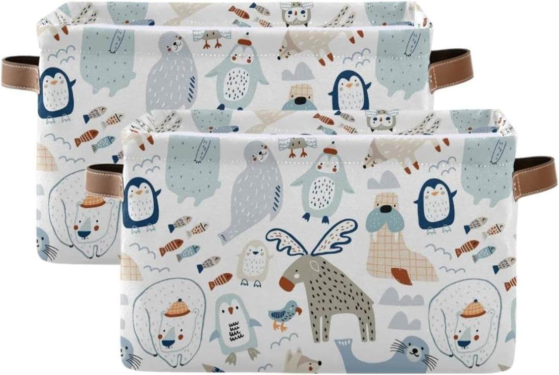 GZHJMY Animals Pattern Rectangular Storage Bins, 2 PCS Collapsible Toy ...