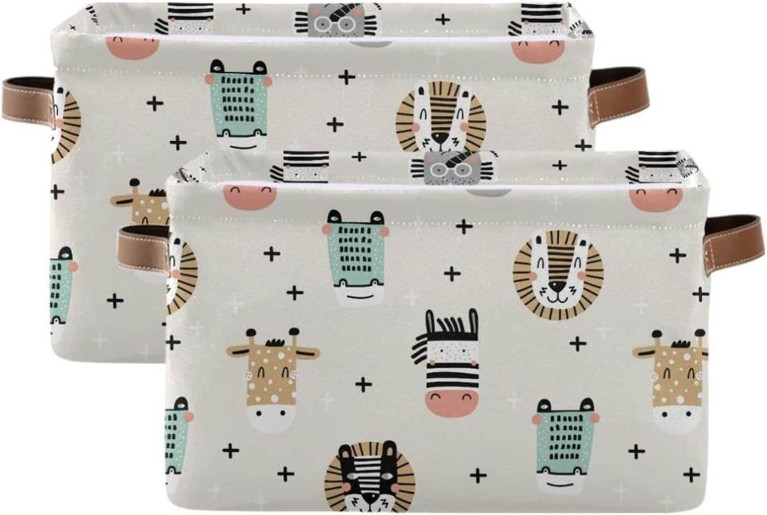 GZHJMY Animals Pattern Rectangular Storage Bins, 2 PCS Collapsible Toy ...