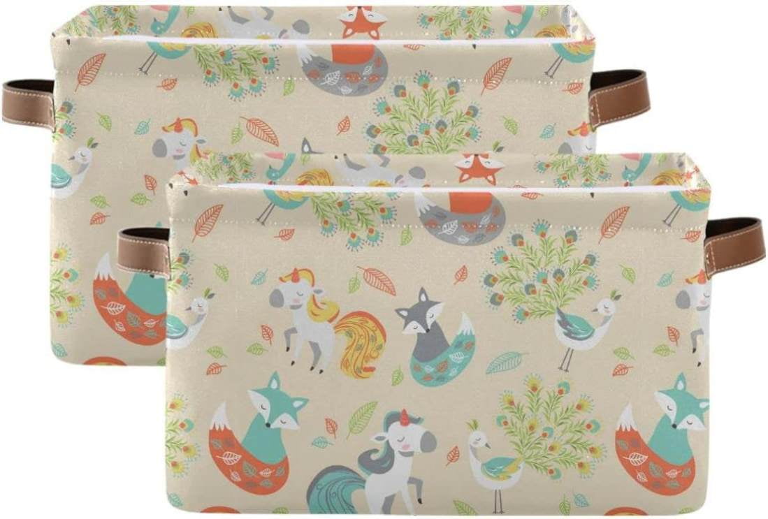 GZHJMY Animals Pattern Rectangular Storage Bins, 2 PCS Collapsible Toy ...