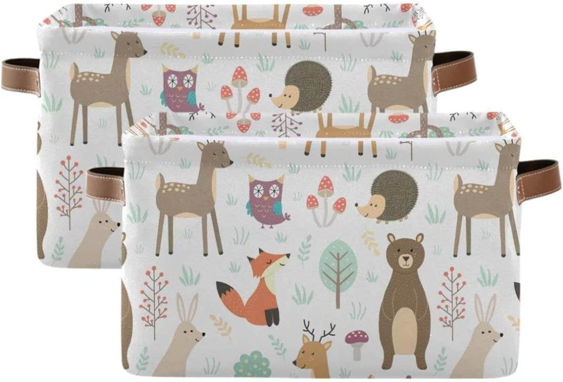 GZHJMY Animals Pattern Rectangular Storage Bins, 2 PCS Collapsible Toy ...