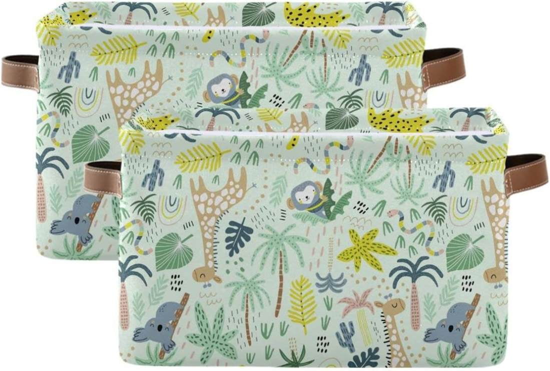 GZHJMY Animals Pattern Rectangular Storage Bins, 2 PCS Collapsible Toy ...