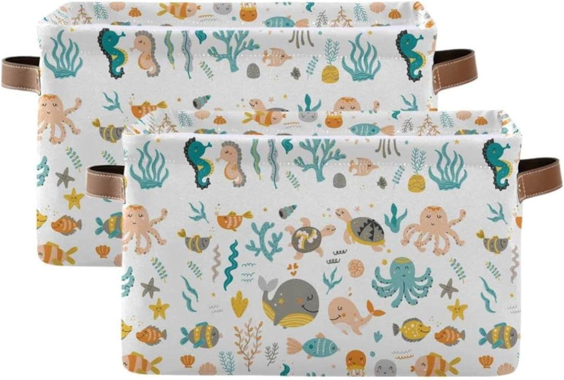 GZHJMY Animals Pattern Rectangular Storage Bins, 2 PCS Collapsible Toy ...