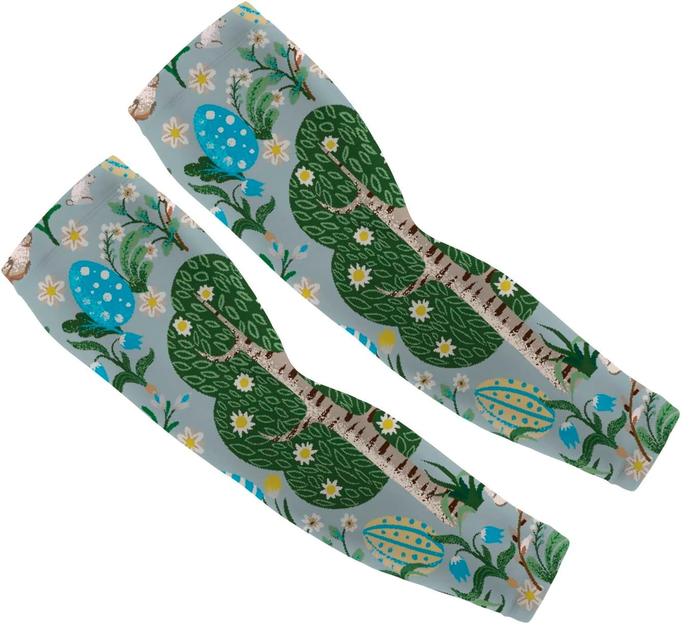 GZHJMY Arm Sleeves Rustic Trees Rabbits Eggs for Men Women, Long Arm Cover for Indoor Outdoor ...