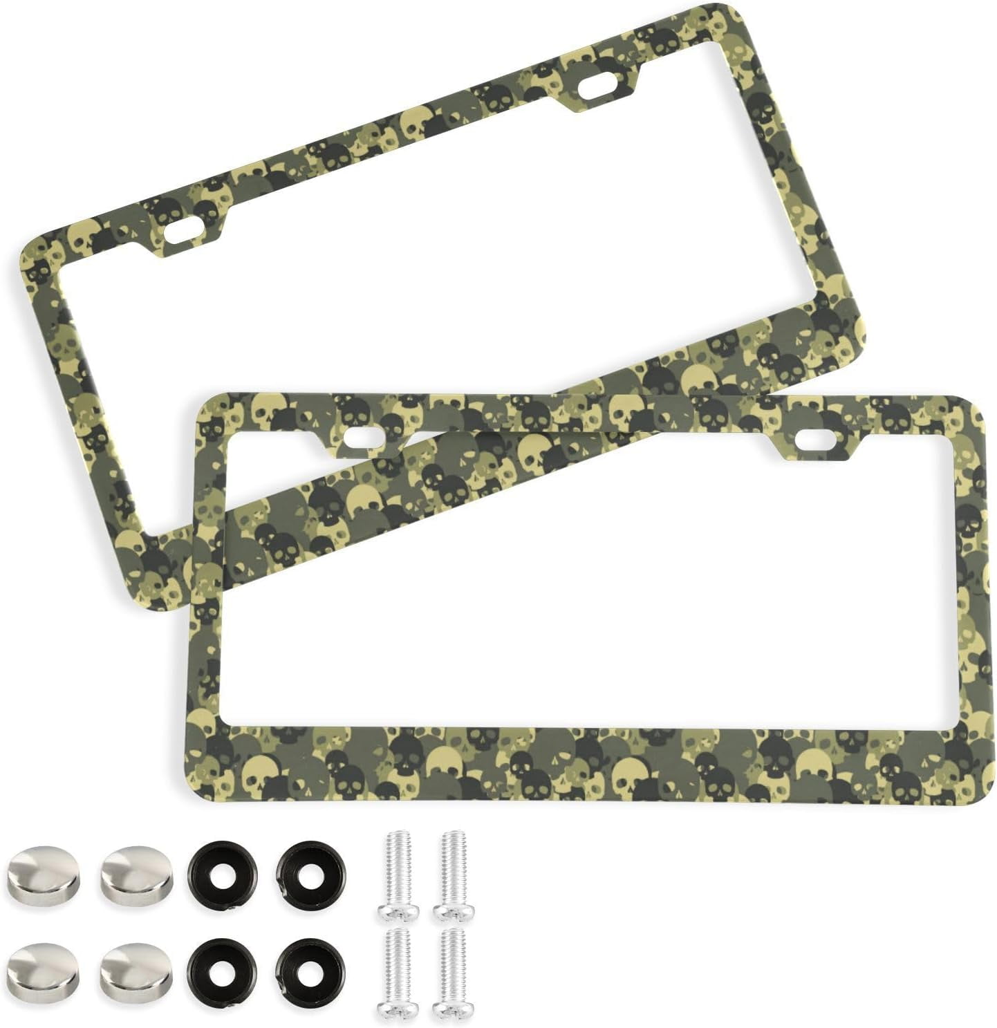 GZHJMY Army Green Skull Camo License Plate Frames for Women Men 2 Pcs ...