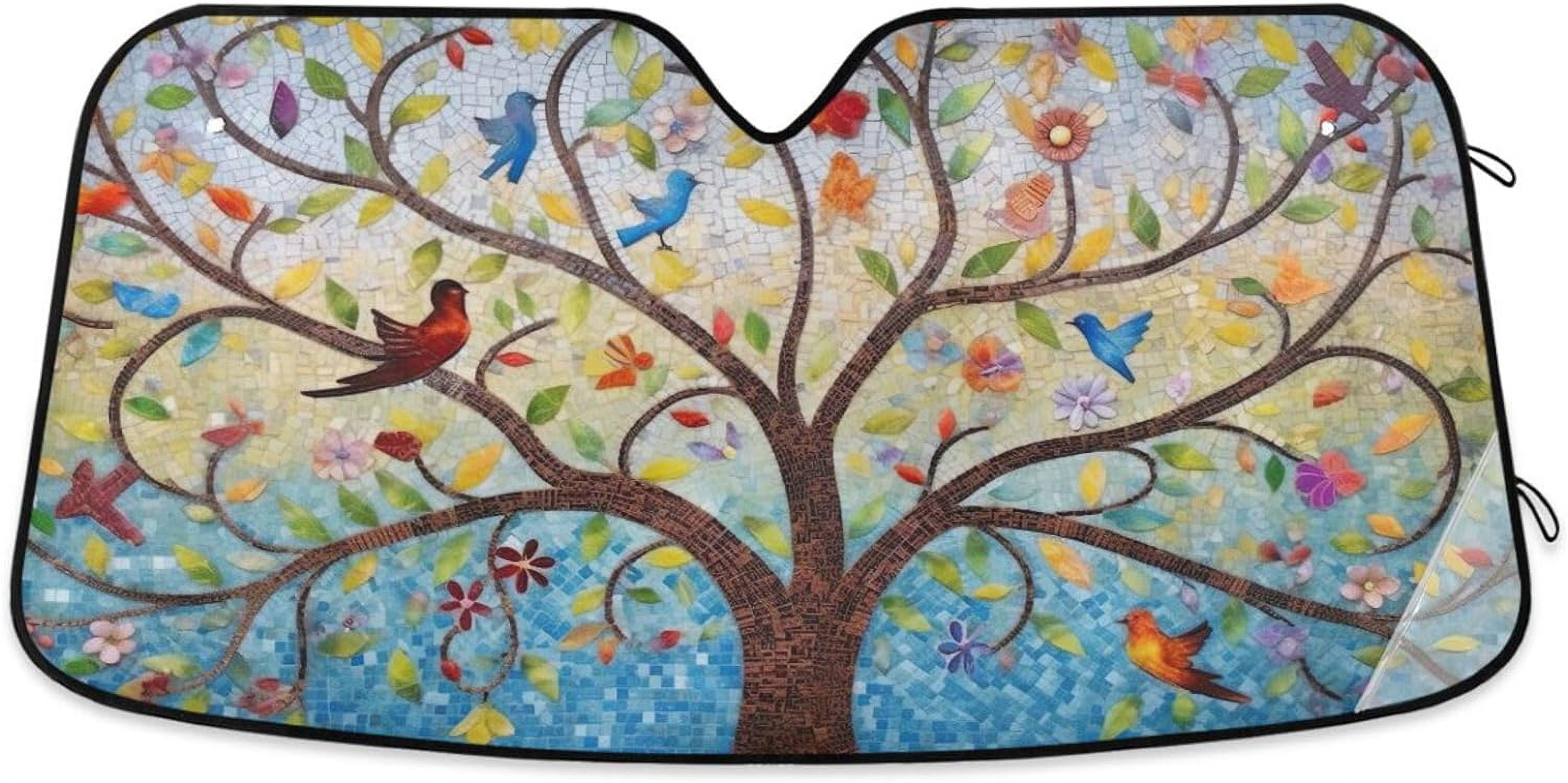 GZHJMY Art Tree Car Windshield Sun Shade Foldable Sun Shield Shade for ...