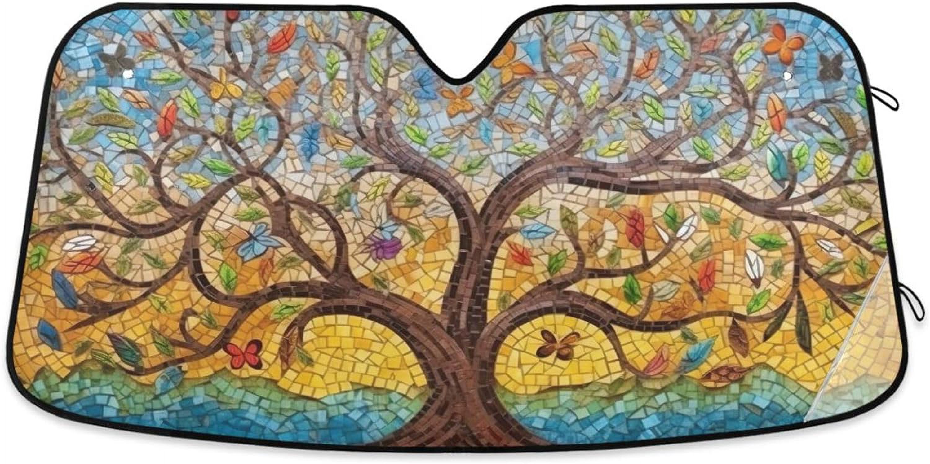 GZHJMY Art Tree Car Windshield Sun Shade Foldable Sun Shield Shade for ...
