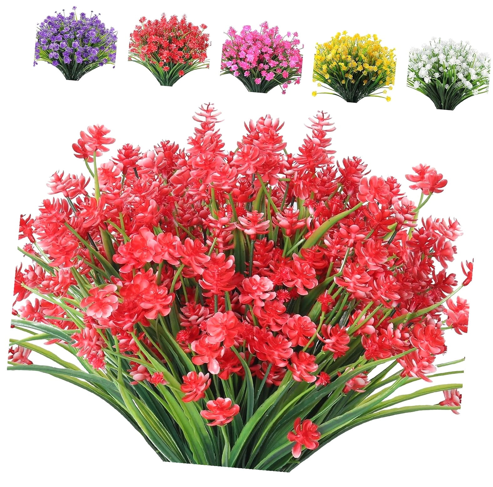 GZHJMY Artificial Fake 8 Pcs Faux Greenery UV Resistant Plastic Bushes ...