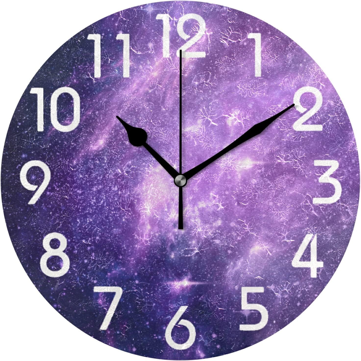 GZHJMY Artistic Colorful Unique Nebula Galaxy Round Wall Clock, 9.5 ...
