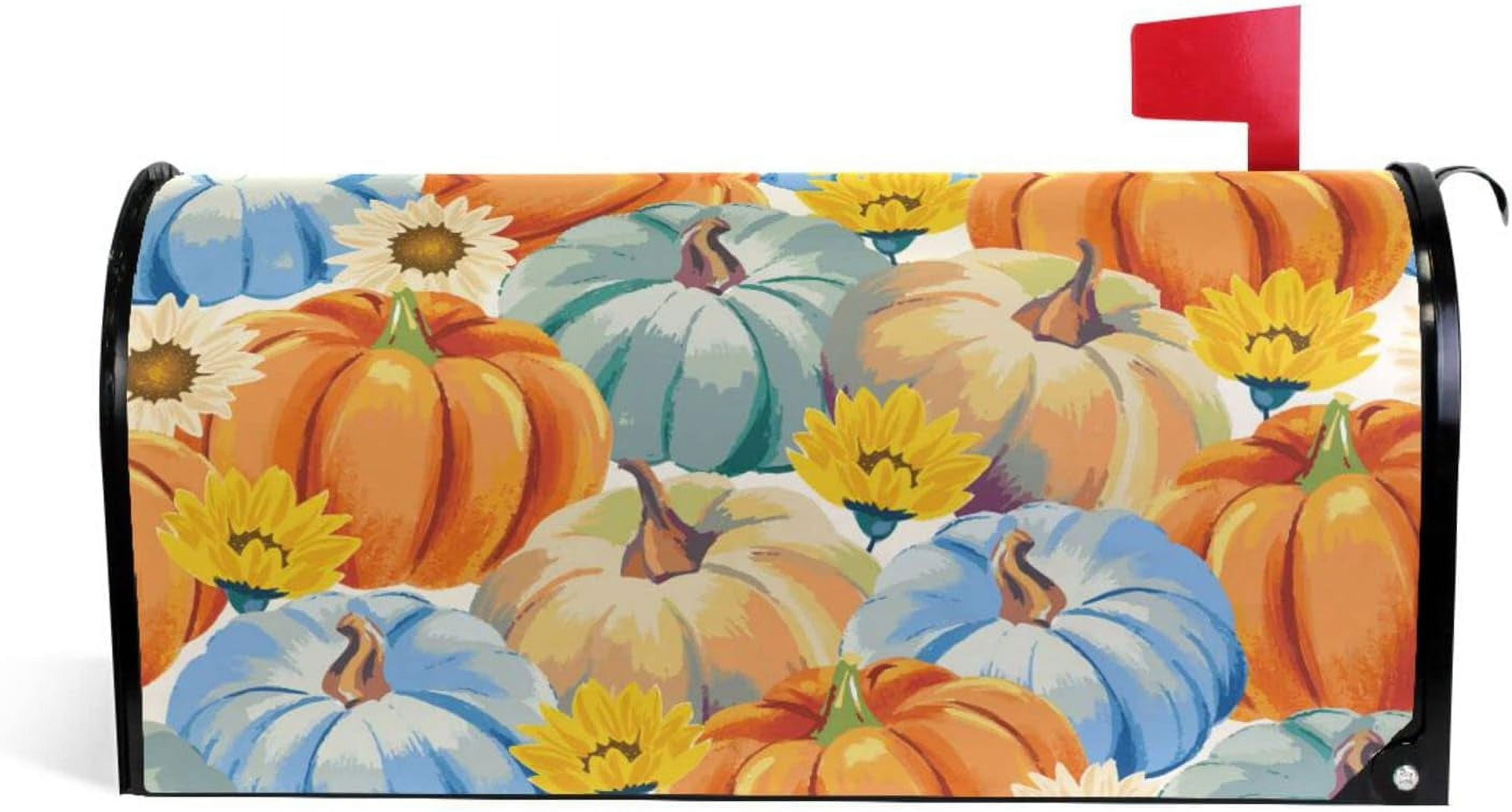 GZHJMY Autumn Pumpkins Sunflowers Magnetic Mailbox Cover Standard Size ...
