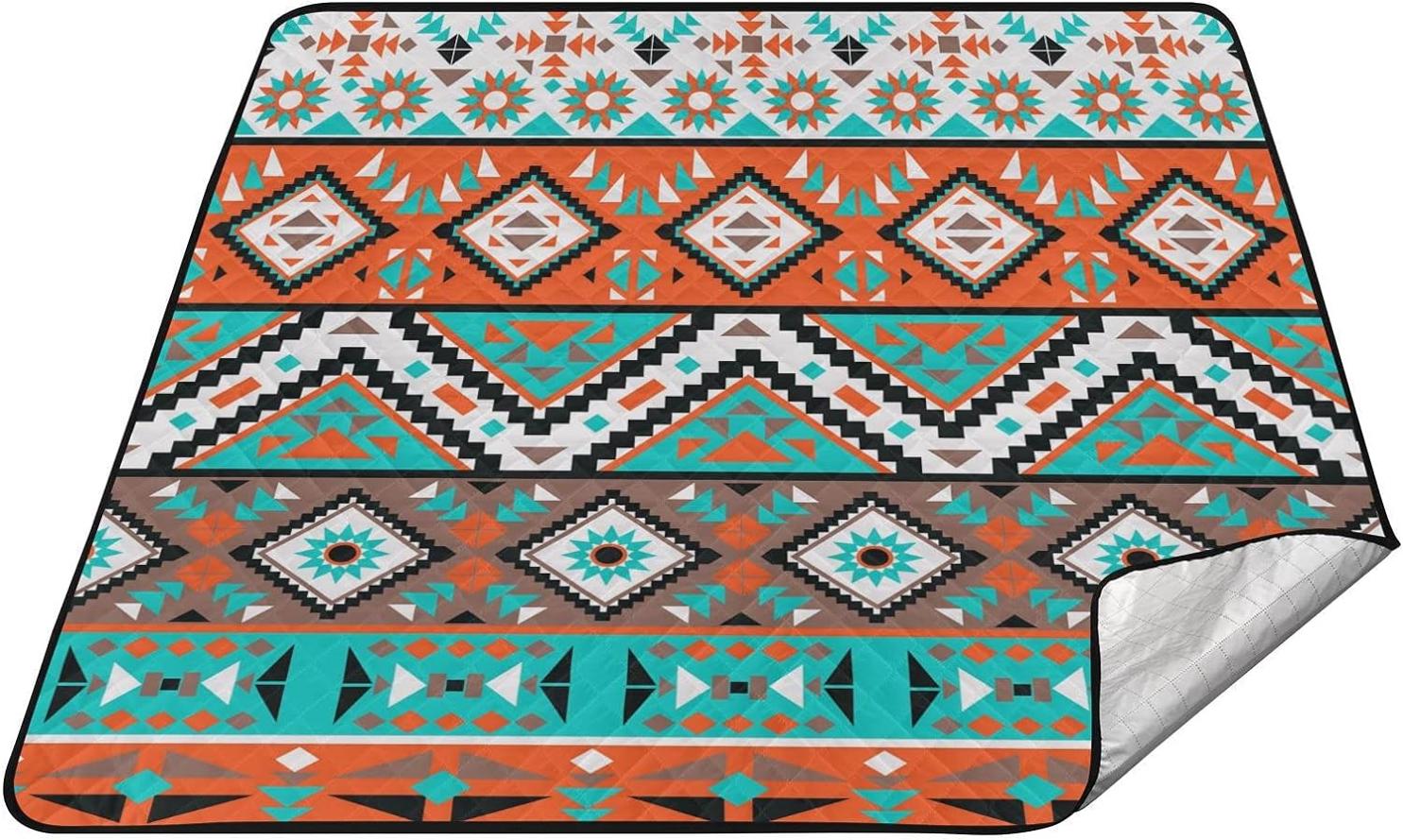 GZHJMY Aztec Pattern Large Picnic & Outdoor Beach Blanket, Waterproof ...