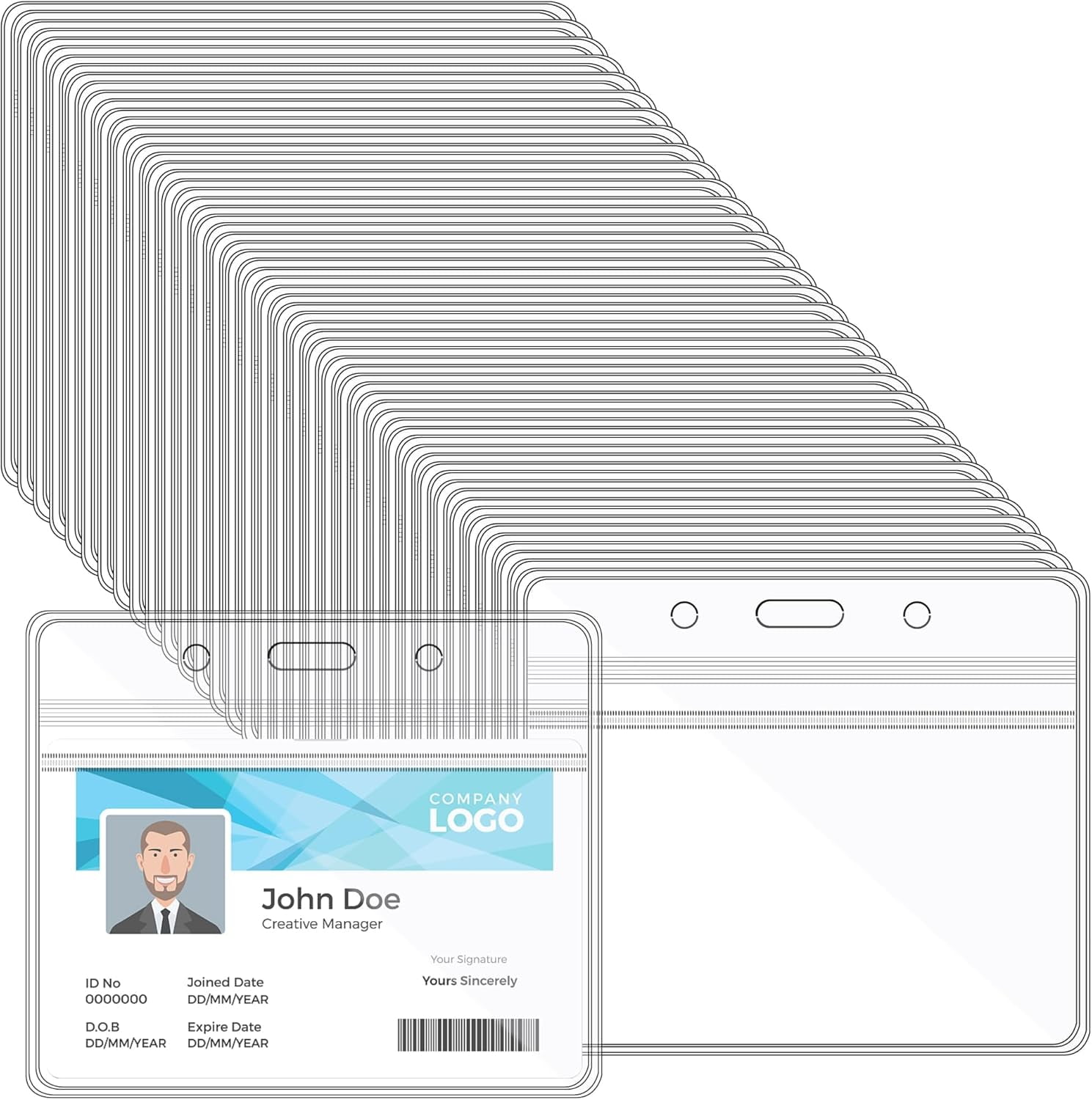 GZHJMY Badge Holder Horizontal ID Card tector, Name Tag Badge Holders ...