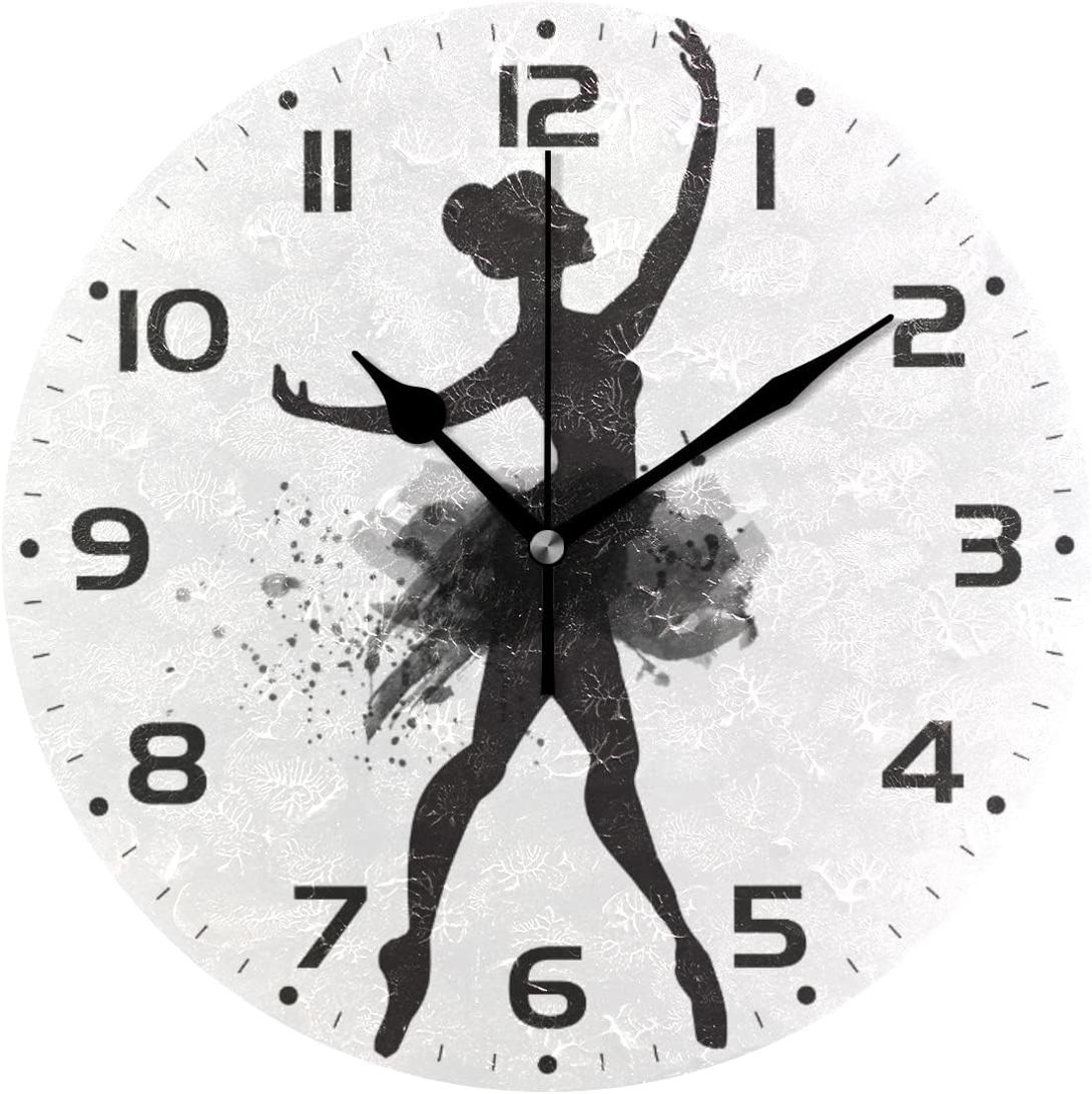 GZHJMY Ballet Wall Clock, 10" Silent Non Ticking Round Clock, Oil ...