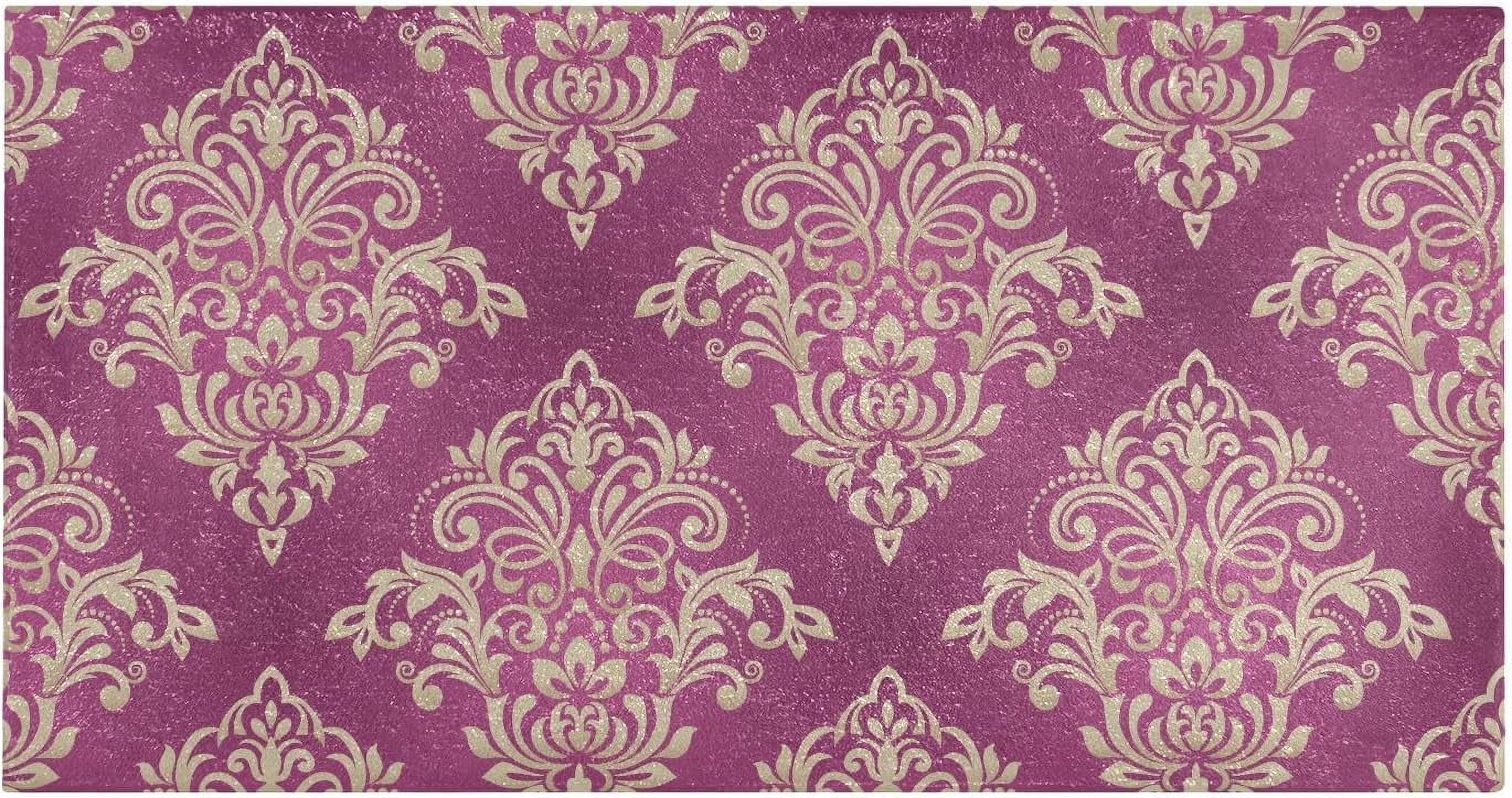 GZHJMY Baroque Damask Dark Red Bathroom Rugs Floor Mats Non-Slip Soft ...