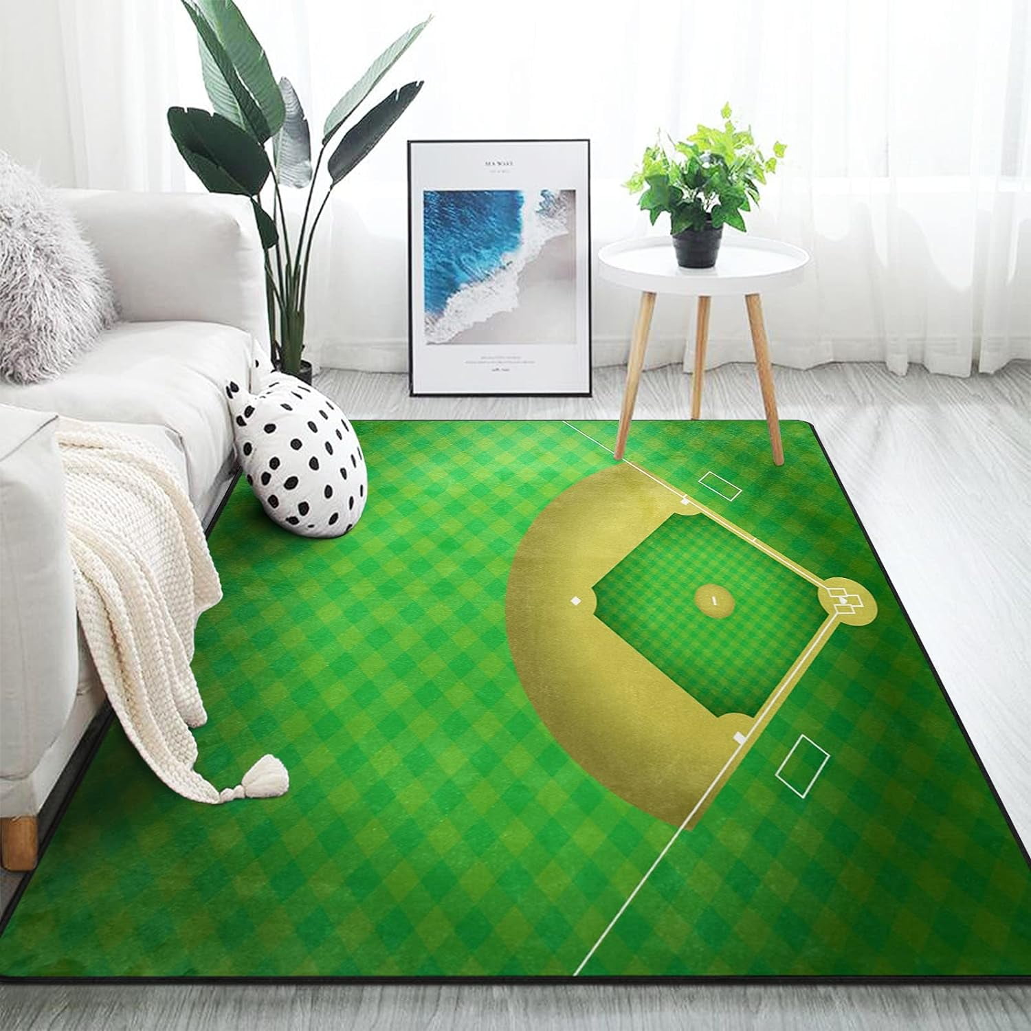 GZHJMY Baseball Field Green Sport Area Rug Living Room Rugs - 5'3" x4 ...
