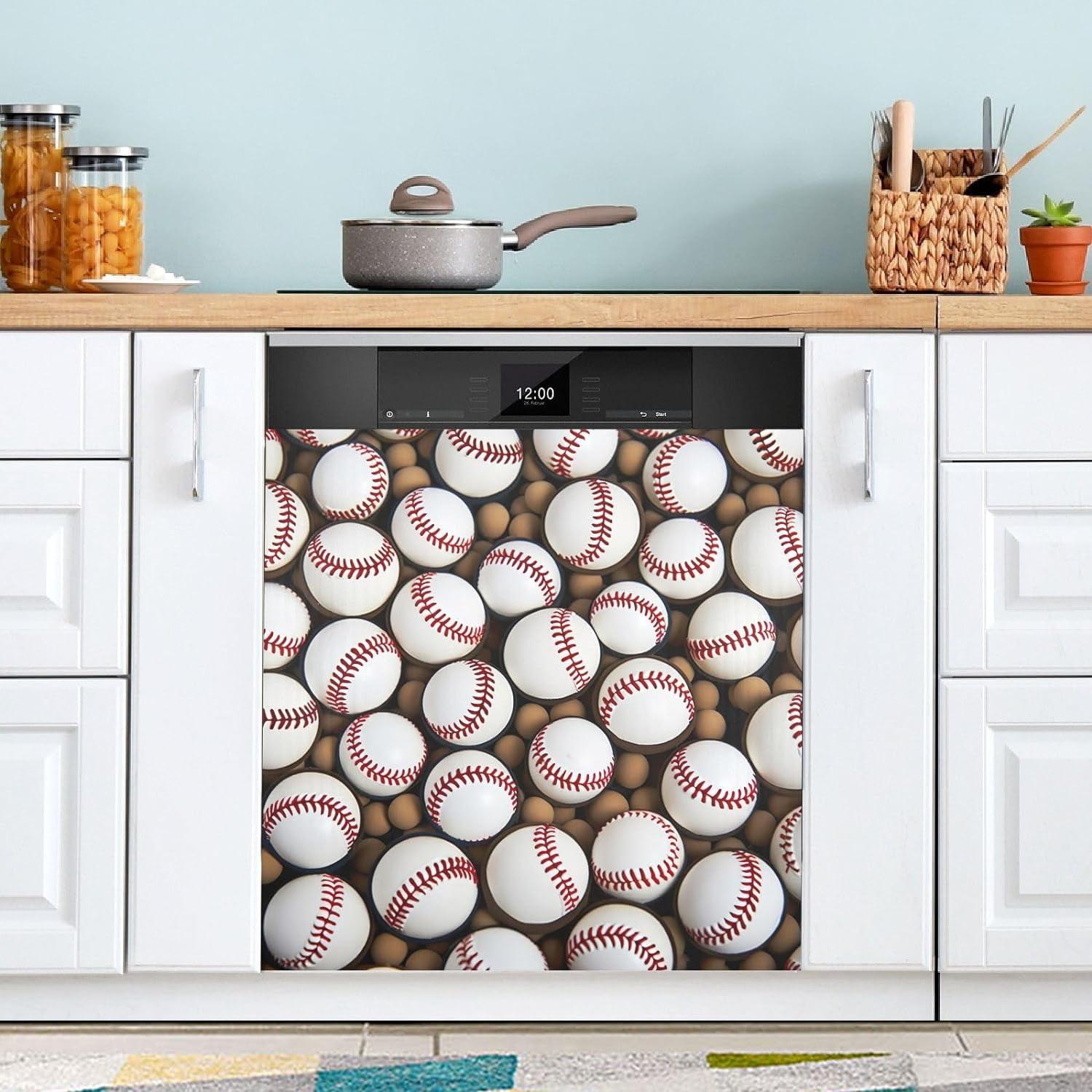 GZHJMY Baseball Pattern Dishwasher Magnet Cover Dishwasher Front Door ...