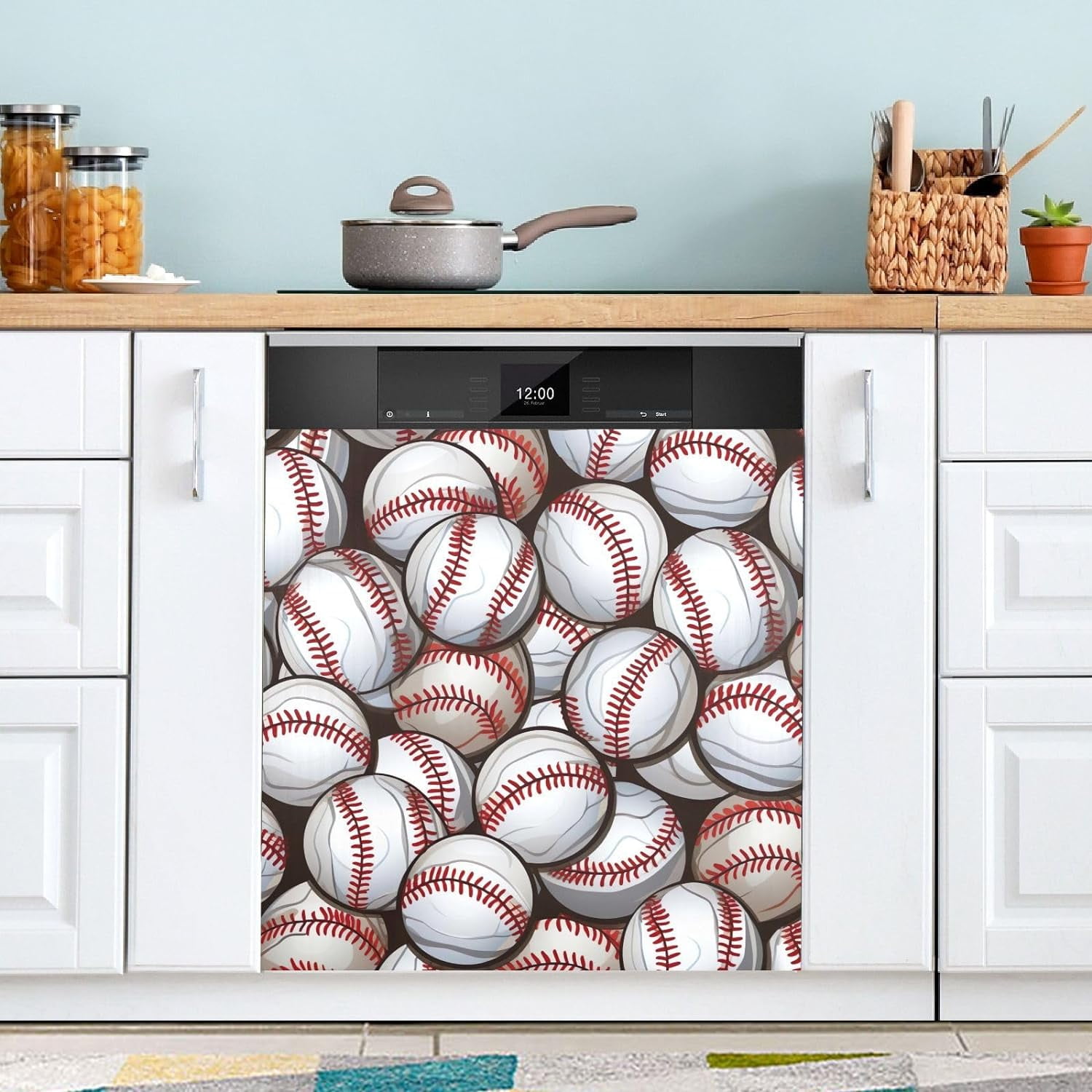 GZHJMY Baseball Pattern Dishwasher Magnet Cover Dishwasher Front Door ...