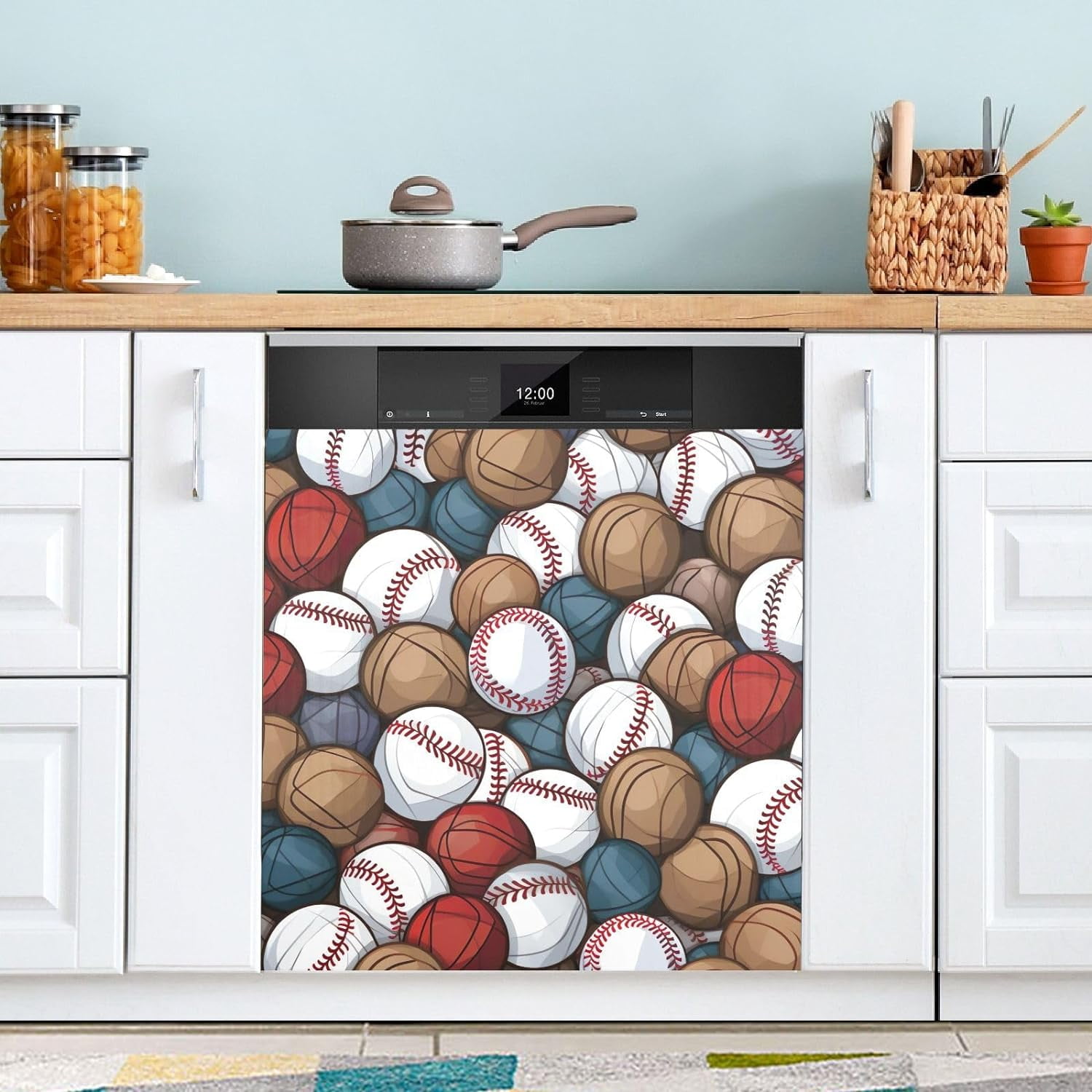 GZHJMY Baseball Pattern Dishwasher Magnet Cover Dishwasher Front Door ...