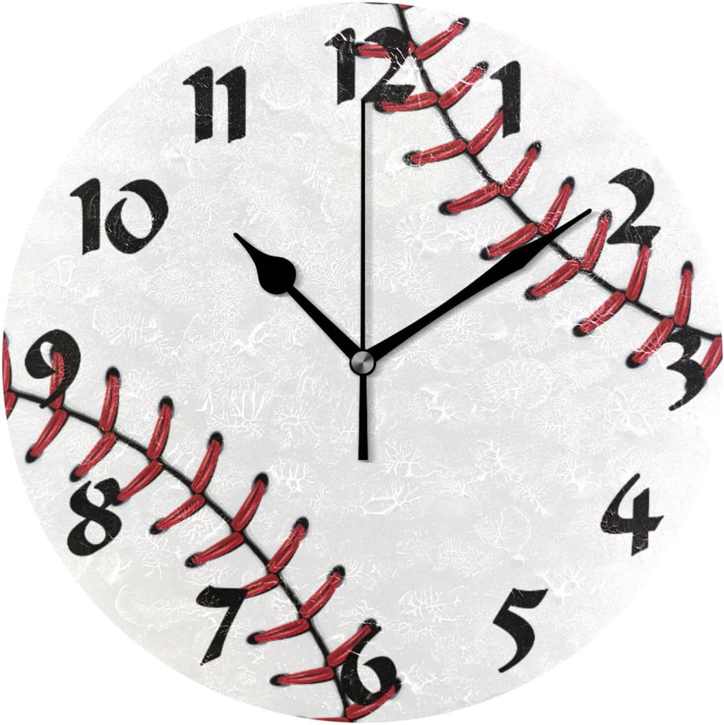 GZHJMY Baseball Seams Round Wall Clock,Silent Non Ticking Battery ...