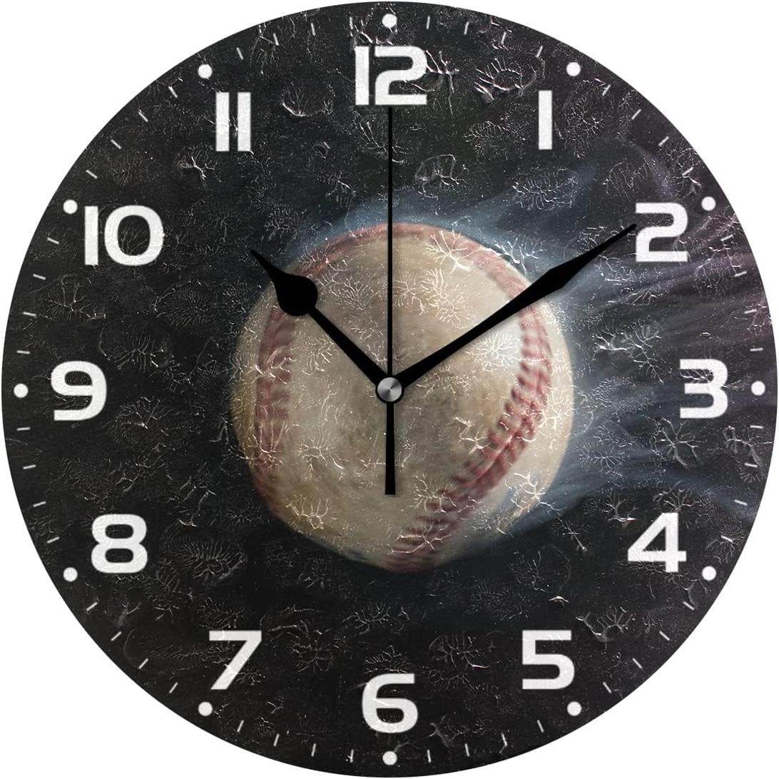 GZHJMY Baseball Wall Clock, 10" Silent Non Ticking Round Clock, Oil ...