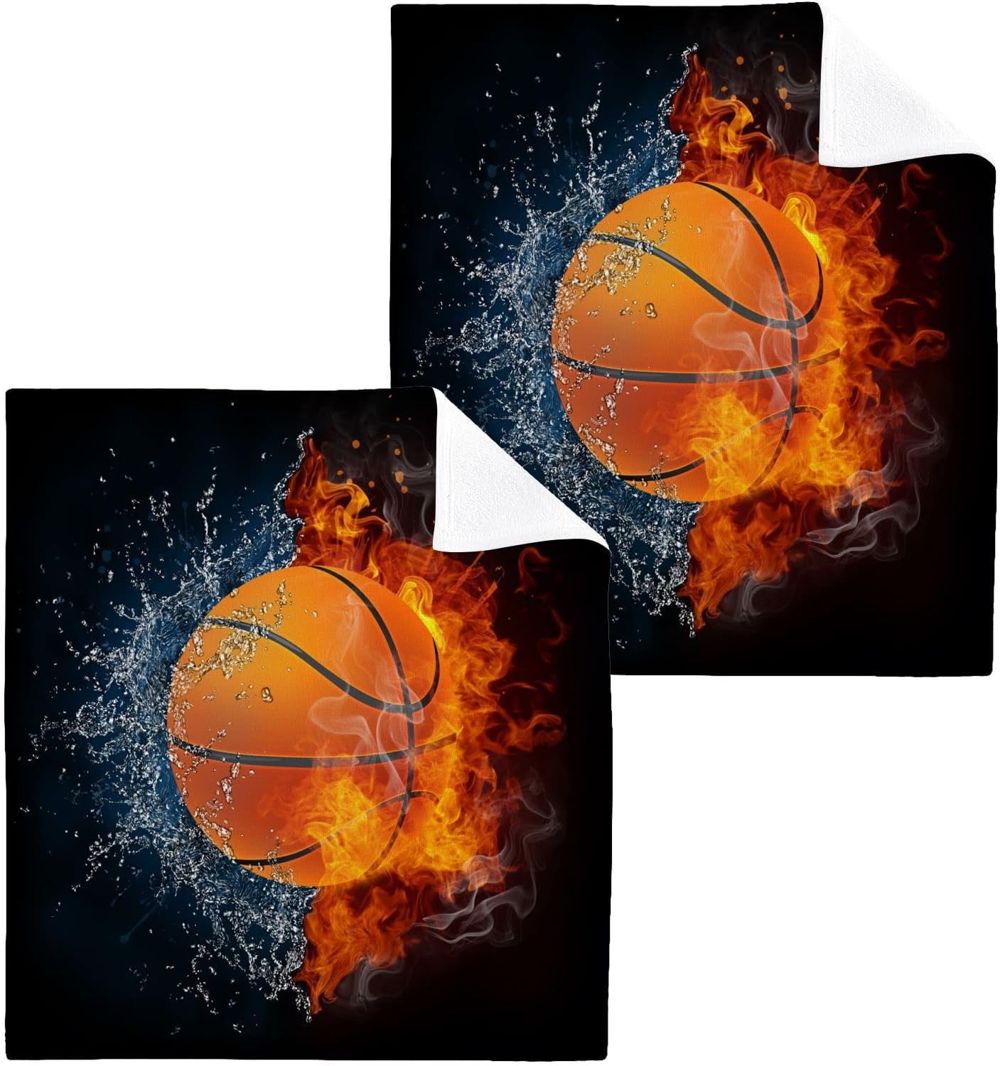 GZHJMY Basketball Ball Cotton Washcloths Set of 2, 12"x12" Super Soft ...