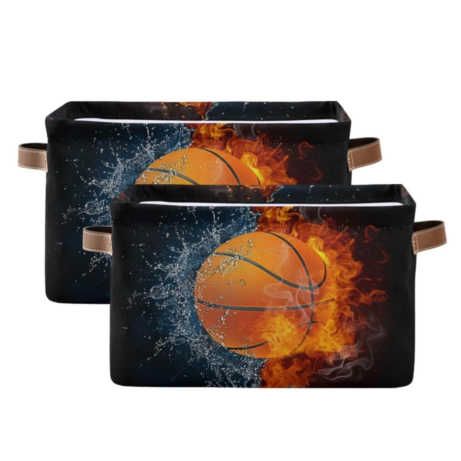 GZHJMY Basketball Ball Large Storage Basket 2 Pack,Collapsible Toy ...