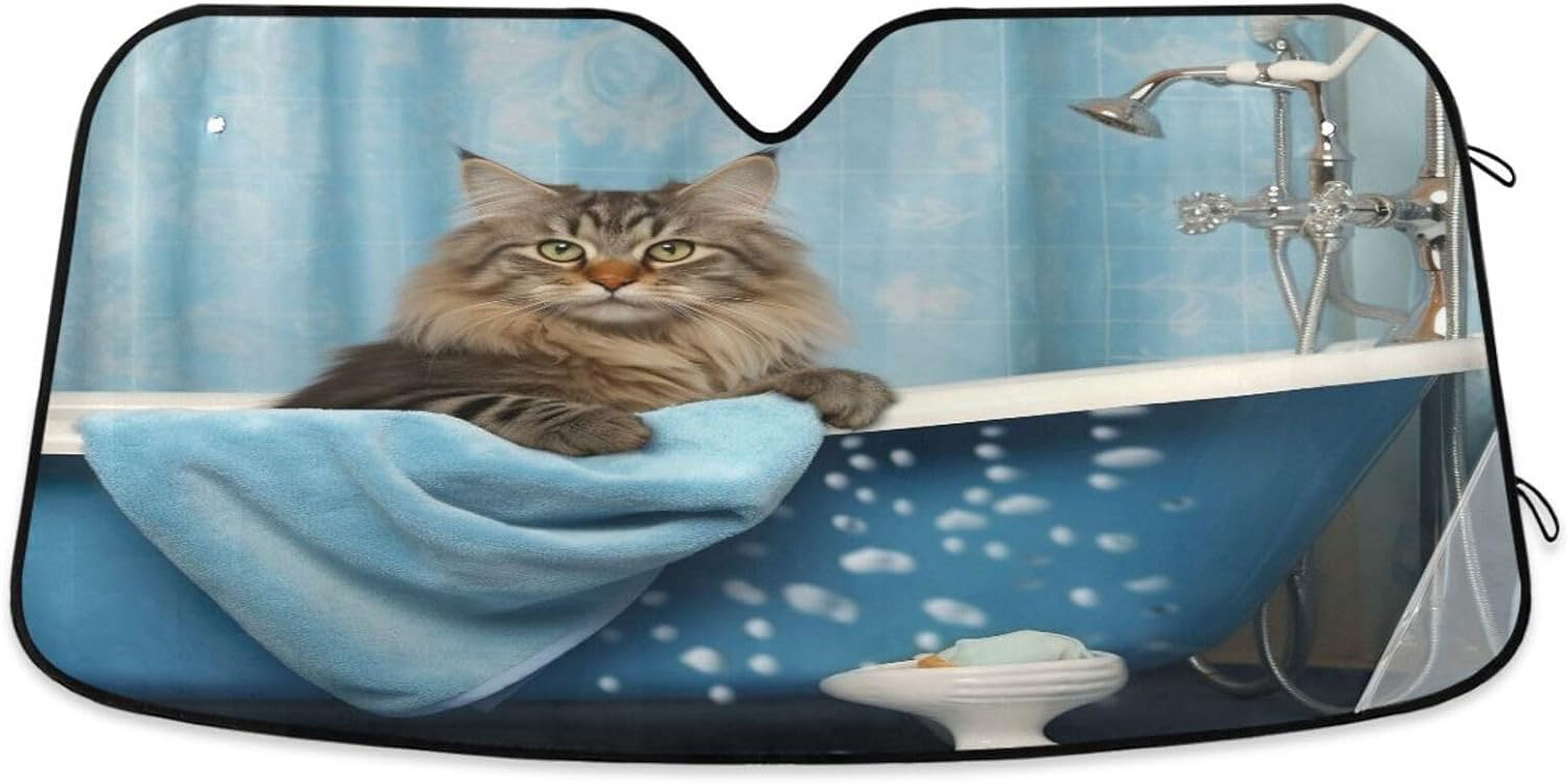GZHJMY Bathroom Cat Car Windshield Sun Shade Foldable Sun Shield Shade ...