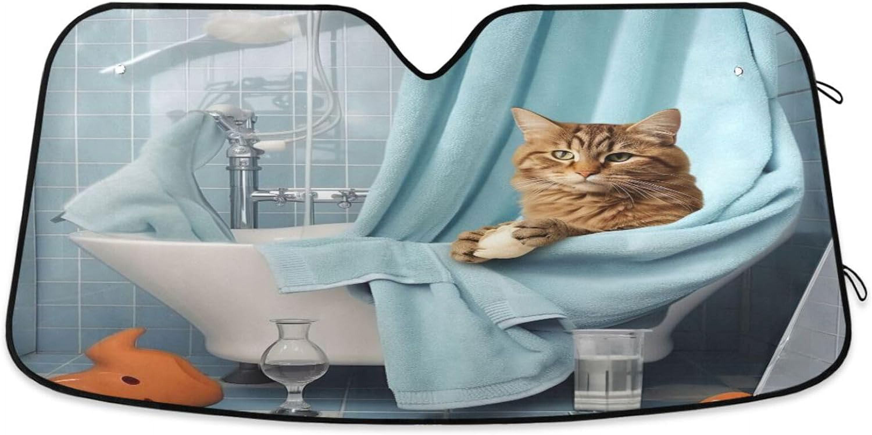 GZHJMY Bathroom Cat Car Windshield Sun Shade Foldable Sun Shield Shade ...