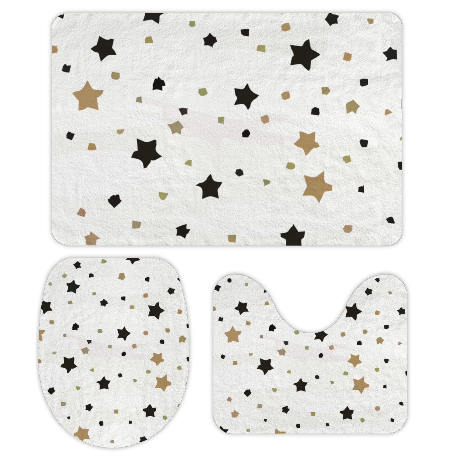 GZHJMY Bathroom Mat set of 3， Cute Festival Background Gold Star 3 ...