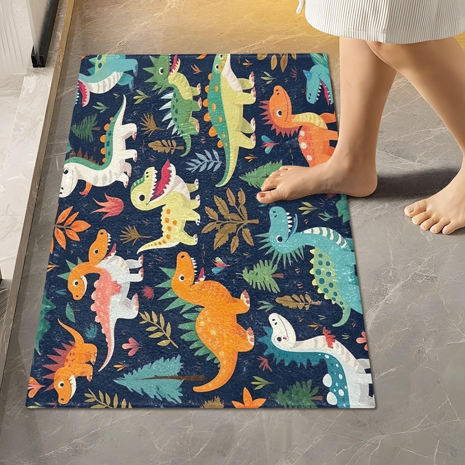 GZHJMY Bathroom Rug Cartoon Dinosaur Soft and Absorbent Bathroom Carpet ...