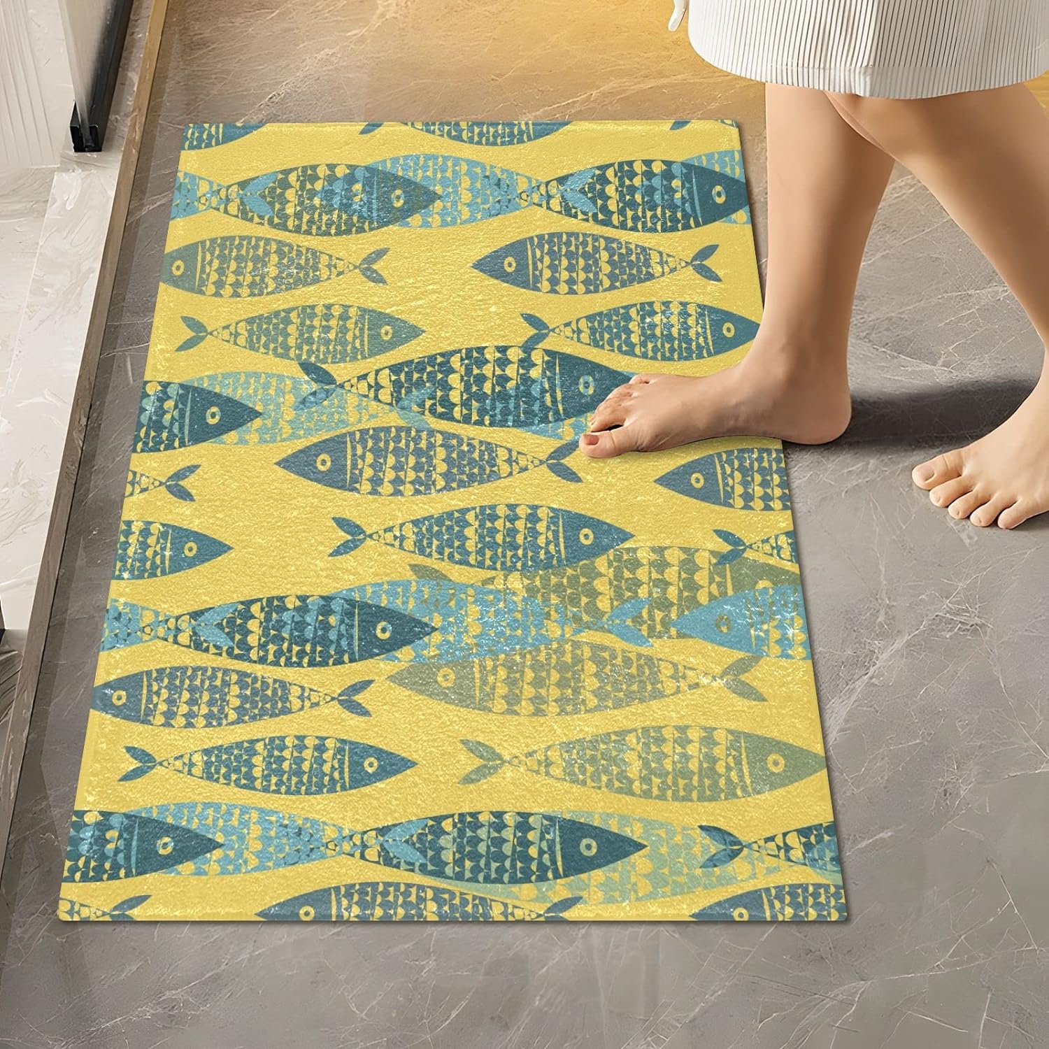 GZHJMY Bathroom Rug Cartoon Fish Soft and Absorbent Bathroom Carpet Non ...