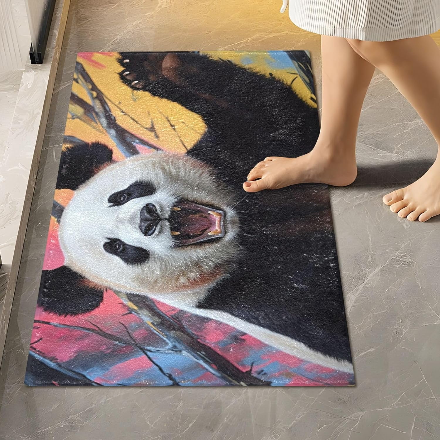 GZHJMY Bathroom Rug Cute Panda Soft and Absorbent Bathroom Carpet Non ...