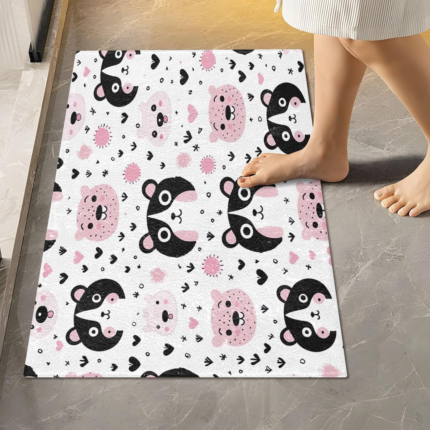 GZHJMY Bathroom Rug Cute Pandas Soft and Absorbent Bathroom Carpet Non ...