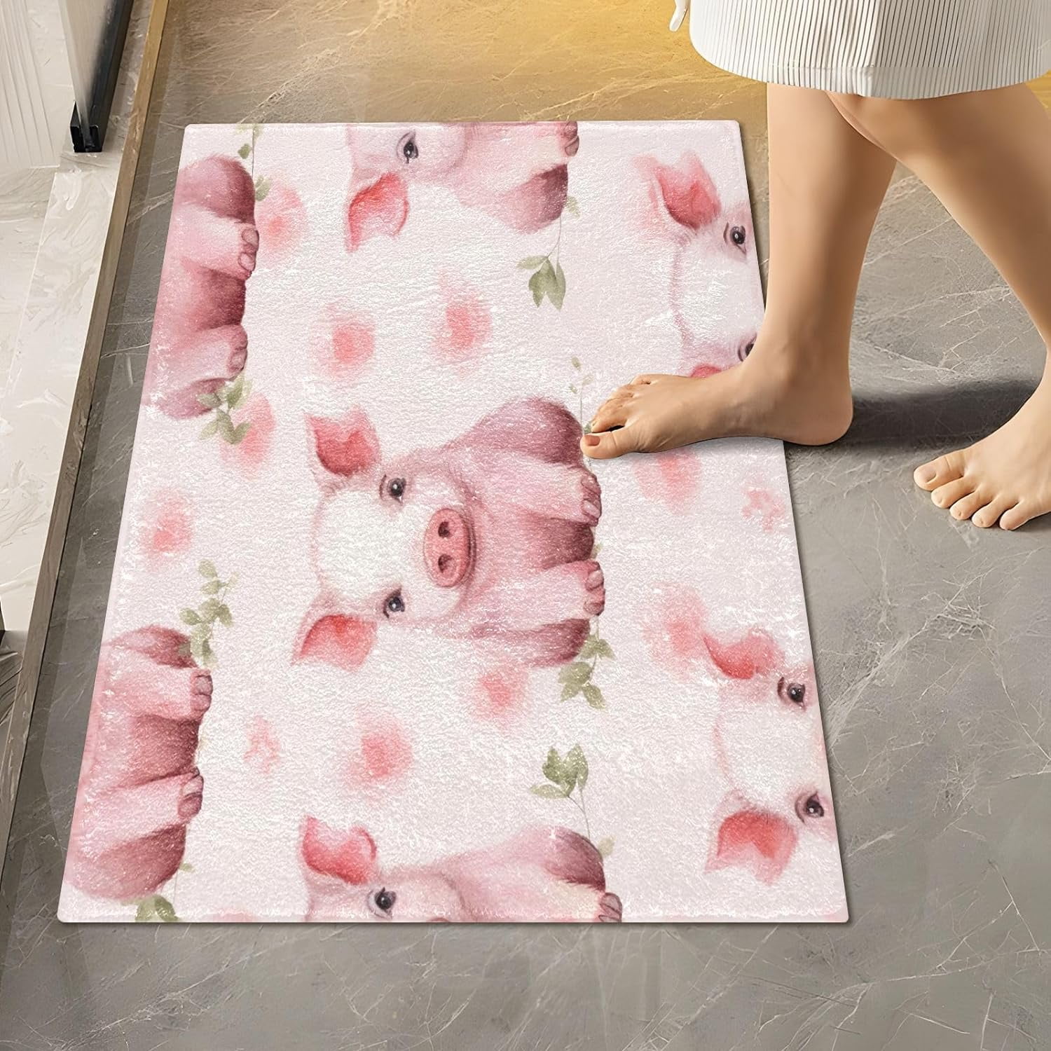 GZHJMY Bathroom Rug Cute Pig Soft and Absorbent Bathroom Carpet Non ...