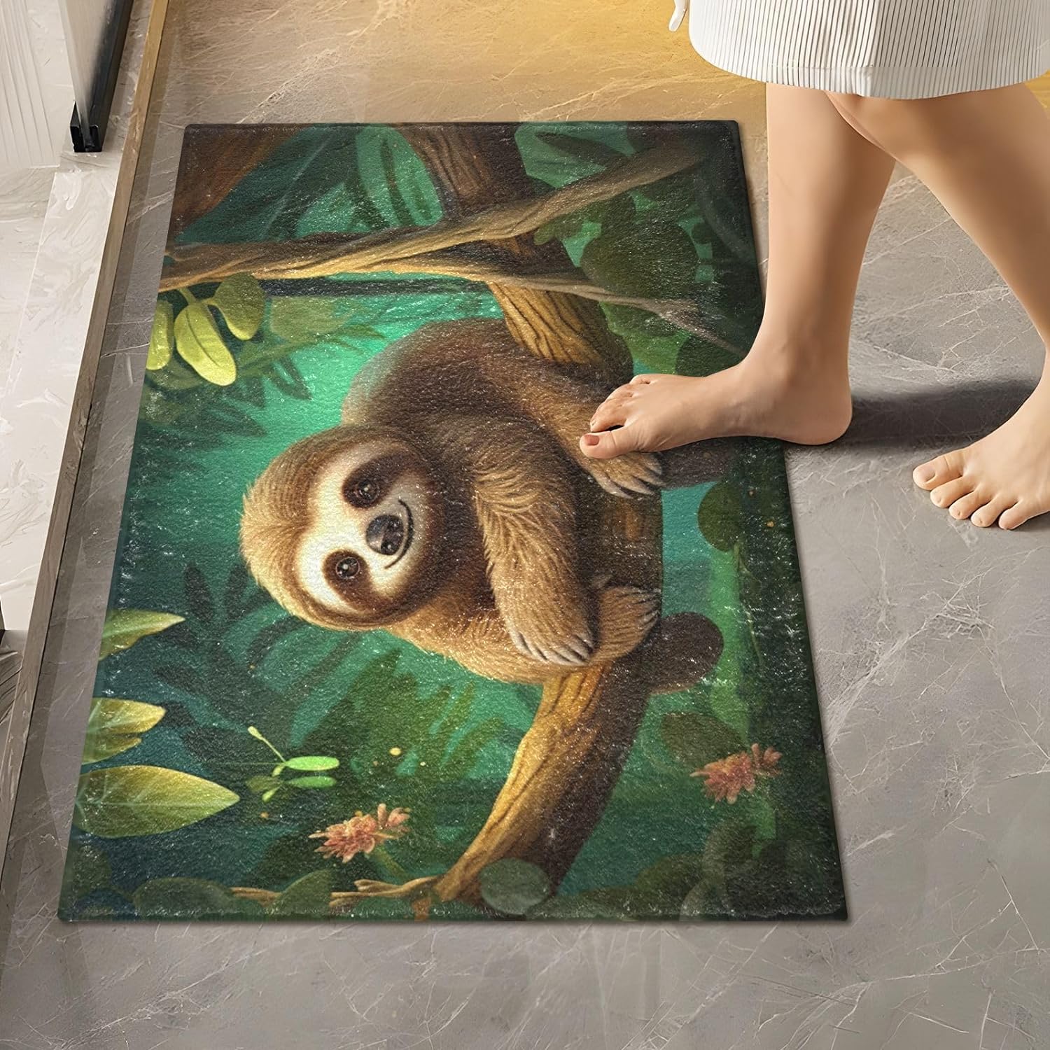 GZHJMY Bathroom Rug Cute Sloth Soft and Absorbent Bathroom Carpet Non ...