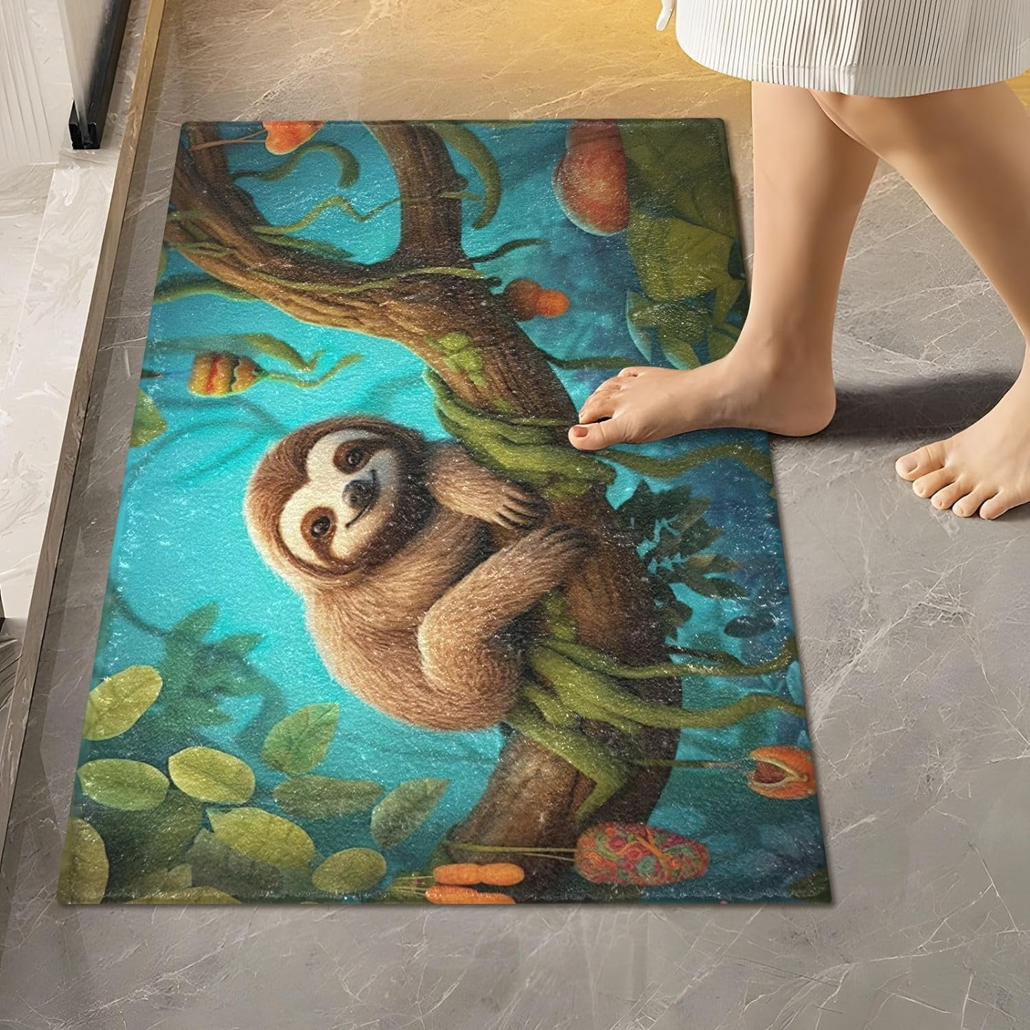 GZHJMY Bathroom Rug Cute Sloth Soft and Absorbent Bathroom Carpet Non ...