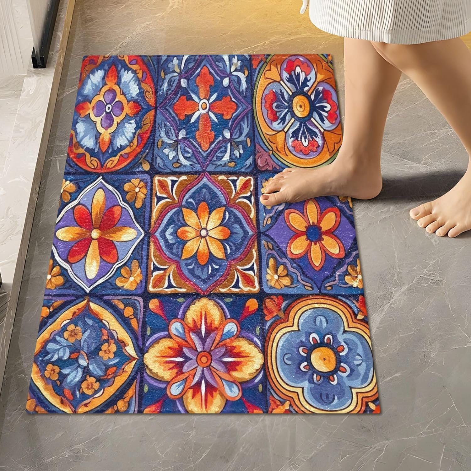 GZHJMY Bathroom Rug Mandala Pattern Soft and Absorbent Bathroom Carpet ...