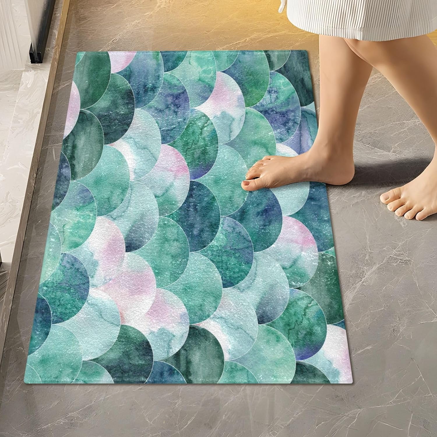 GZHJMY Bathroom Rug Mermaid Scale Soft and Absorbent Bathroom Carpet ...