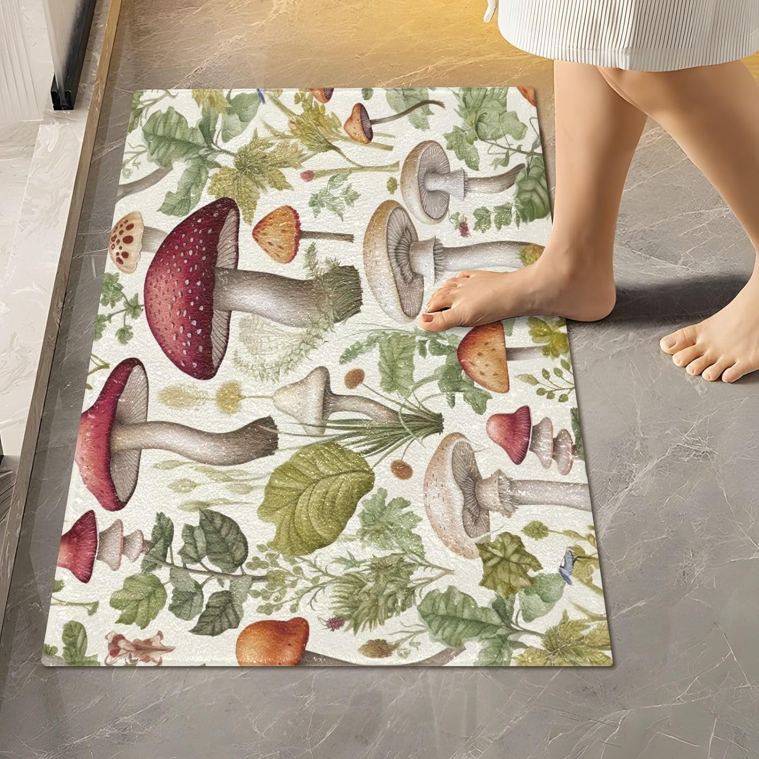 GZHJMY Bathroom Rug Retro Mushrooms Soft and Absorbent Bathroom Carpet ...