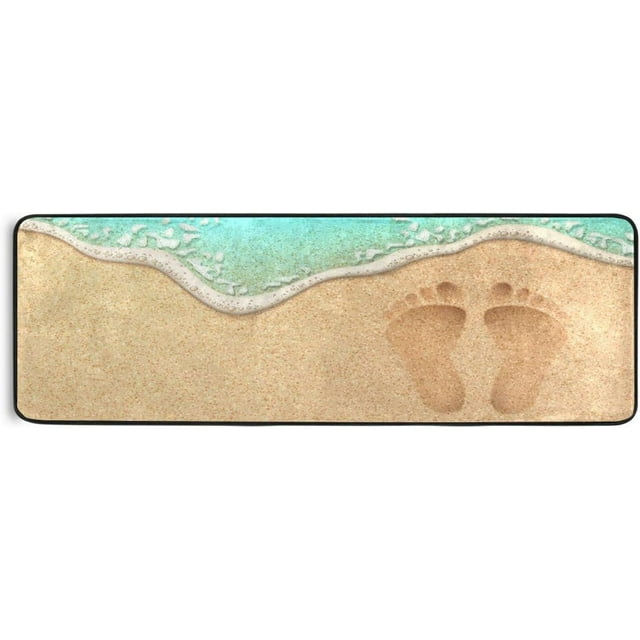 GZHJMY Beach Sand Footprint Area Rug - 2' x 6' Washable Runner Rugs ...