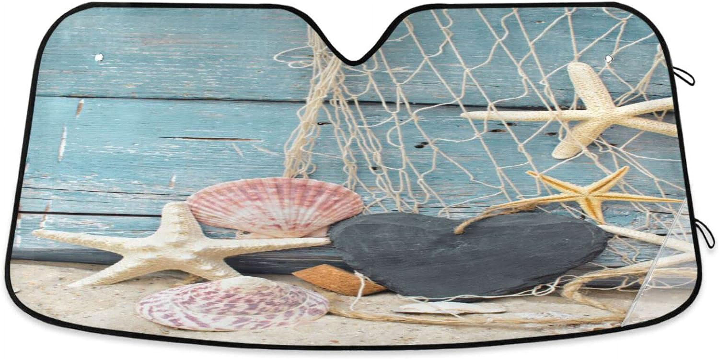 GZHJMY Beach Seashell Car Windshield Sunshade Front Auto Sun Shield ...