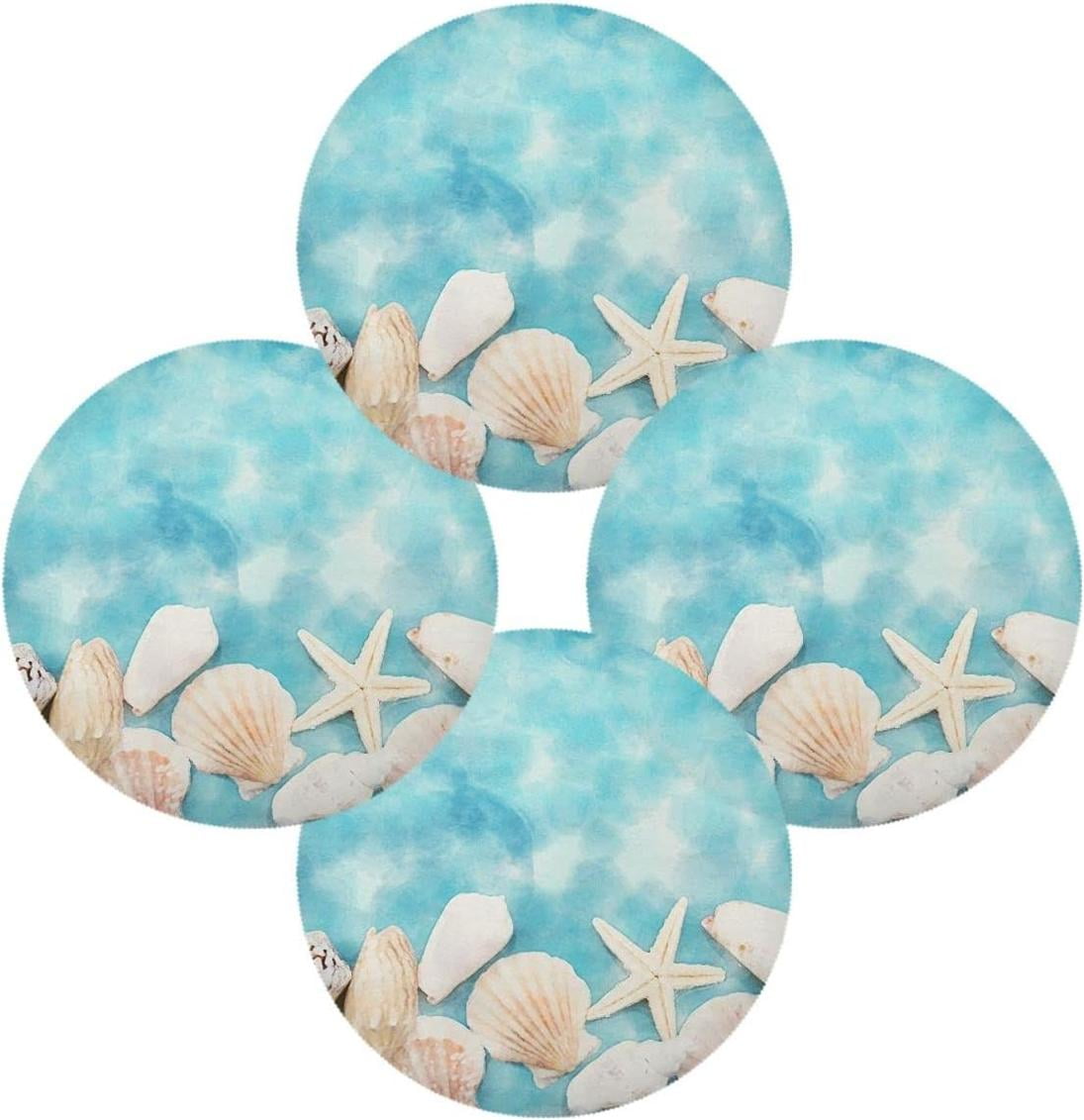 GZHJMY Beach Seashell Round Placemats Set of 4, Non-Slip Heat Resistant ...