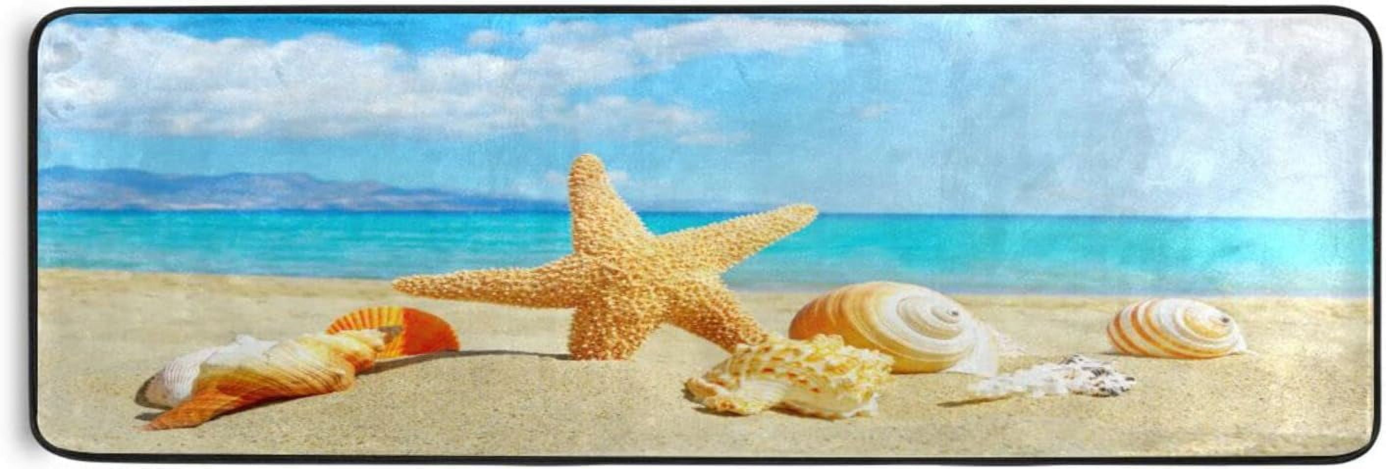 GZHJMY Beach Shell Starfish Area Rug - 2' x 6' Washable Runner Rugs ...