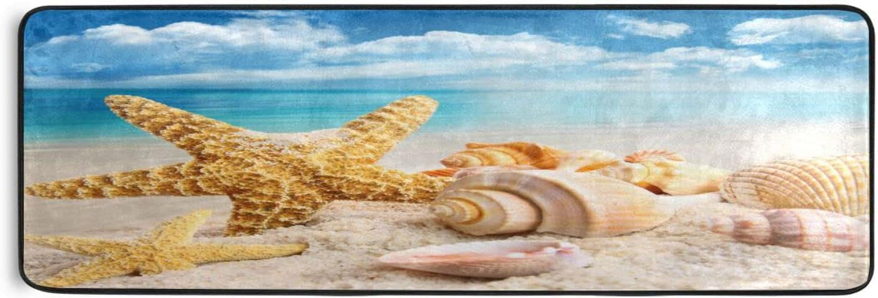GZHJMY Beach Starfish Seashells Area Rug - 2' x 6' Washable Runner Rugs ...