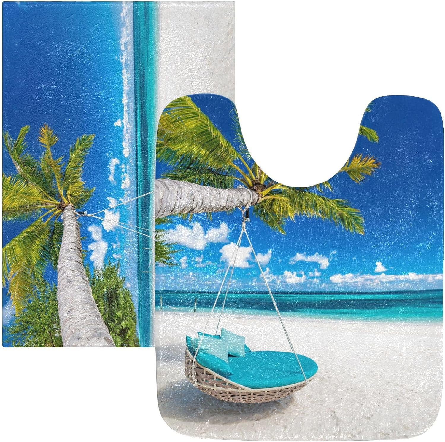 GZHJMY Beach Summer Tropical Palm Landscape Bath Mat for Bathroom ...