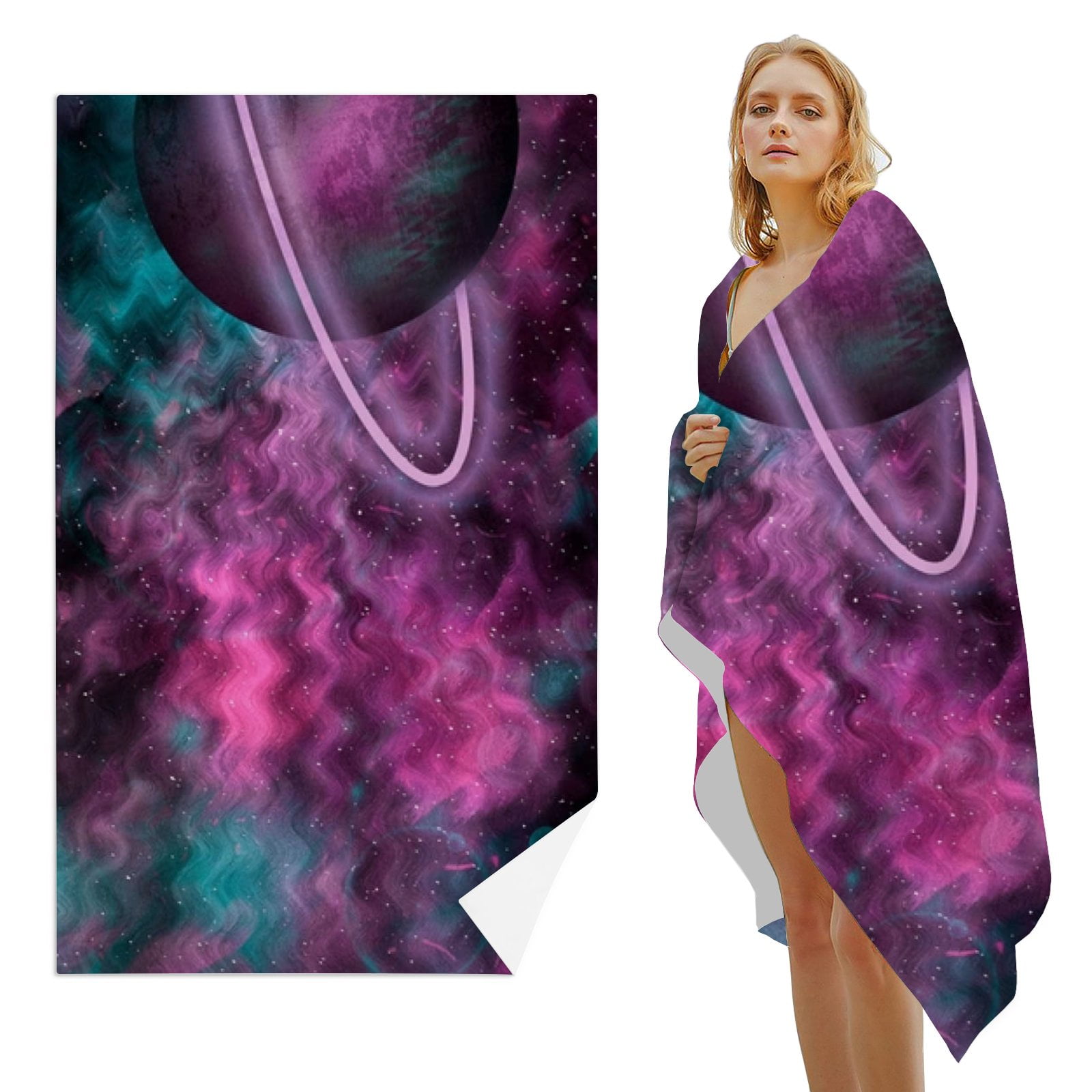 GZHJMY Beach Towel for Women Girls, Alien Planet in Outer Space Bath ...