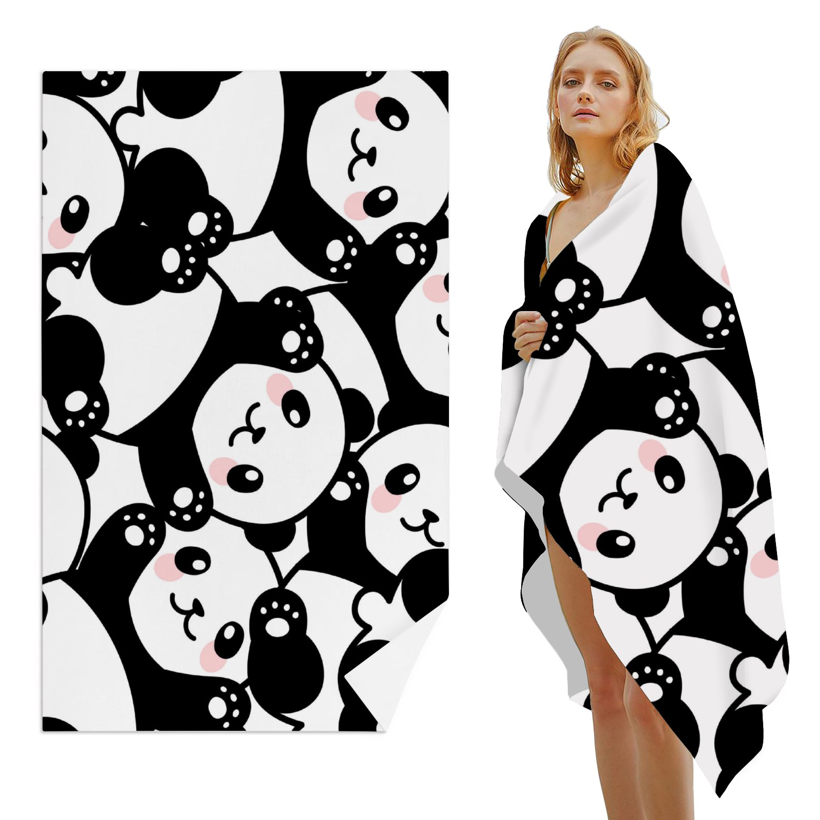 GZHJMY Beach Towel for Women Girls, Cute Pandas Bath Towel, Oversized ...