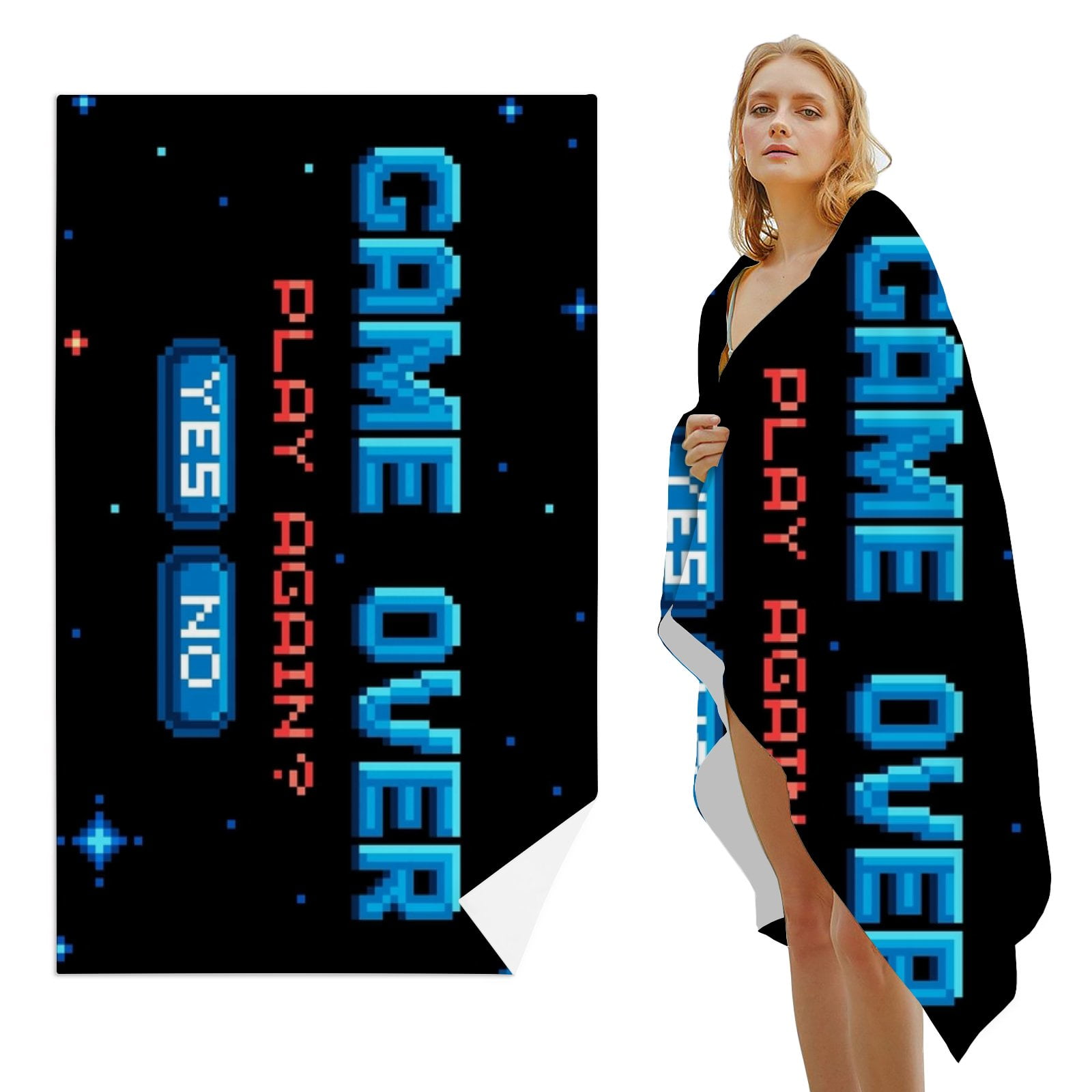 GZHJMY Beach Towel for Women Girls, Game Over Screen, Space Planet ...