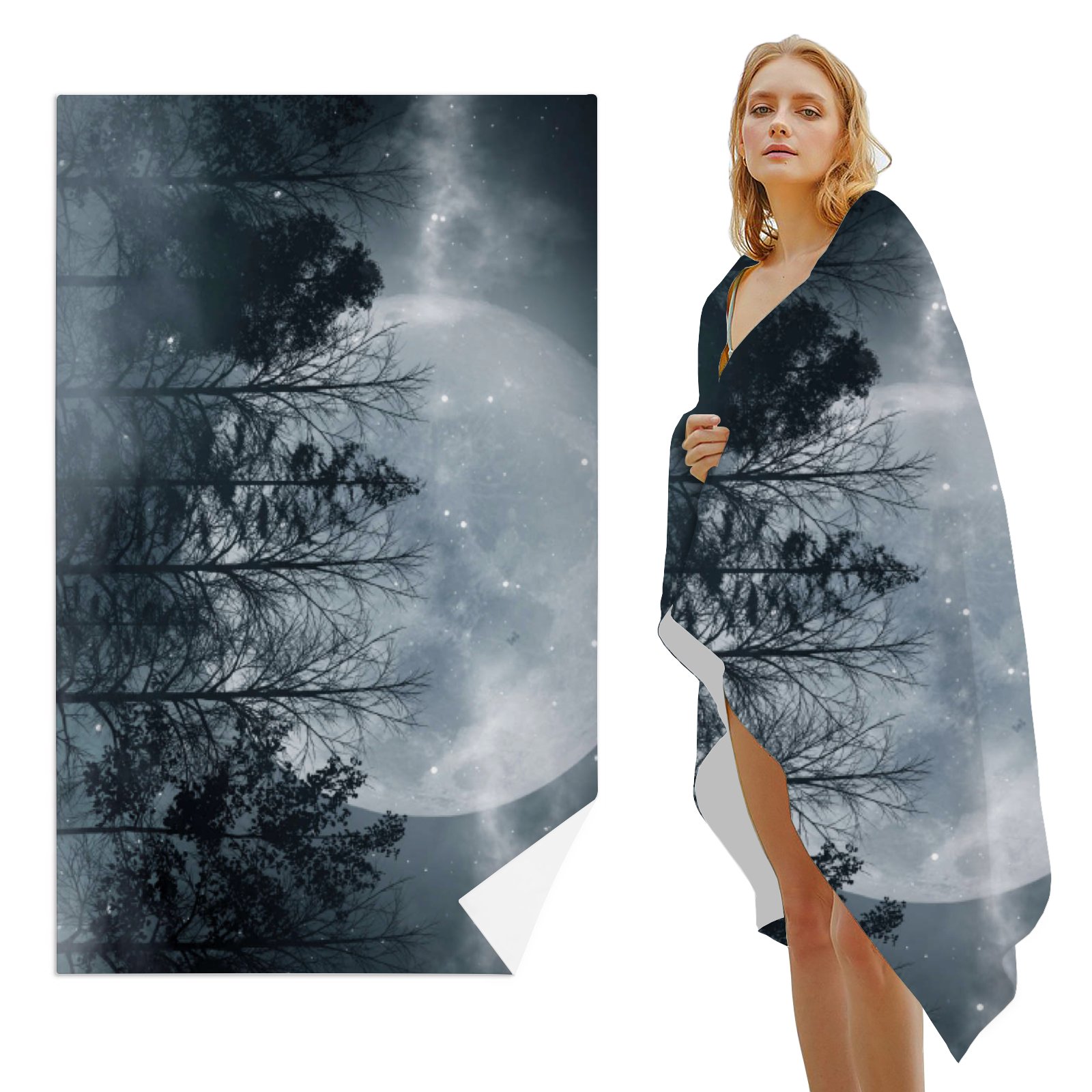 GZHJMY Beach Towel for Women Girls, Gloomy Dark Scene with Trees Bath ...