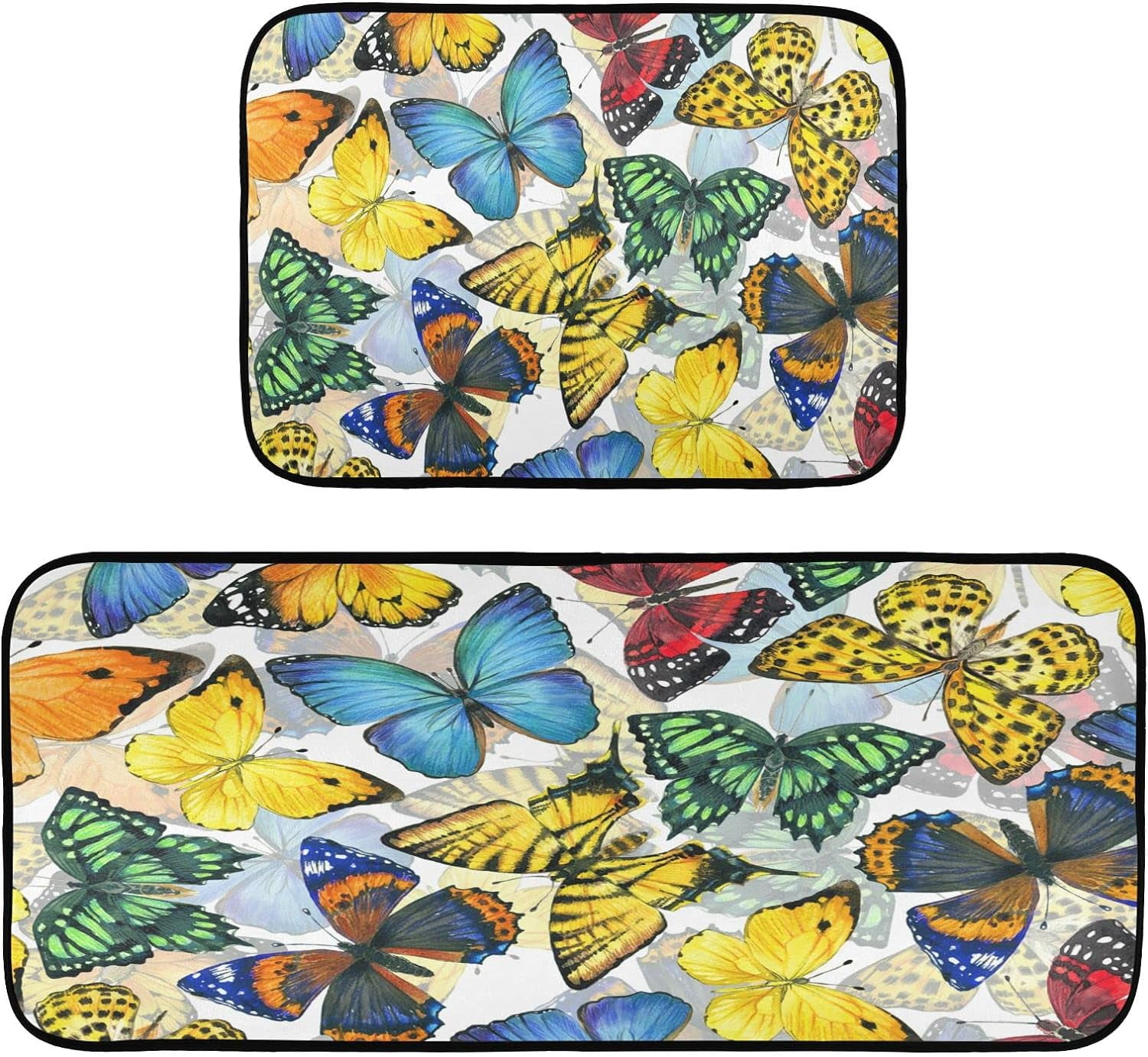 GZHJMY Beautiful Butterfly Kitchen Rug,Set of 2 Decoration Non Skid ...